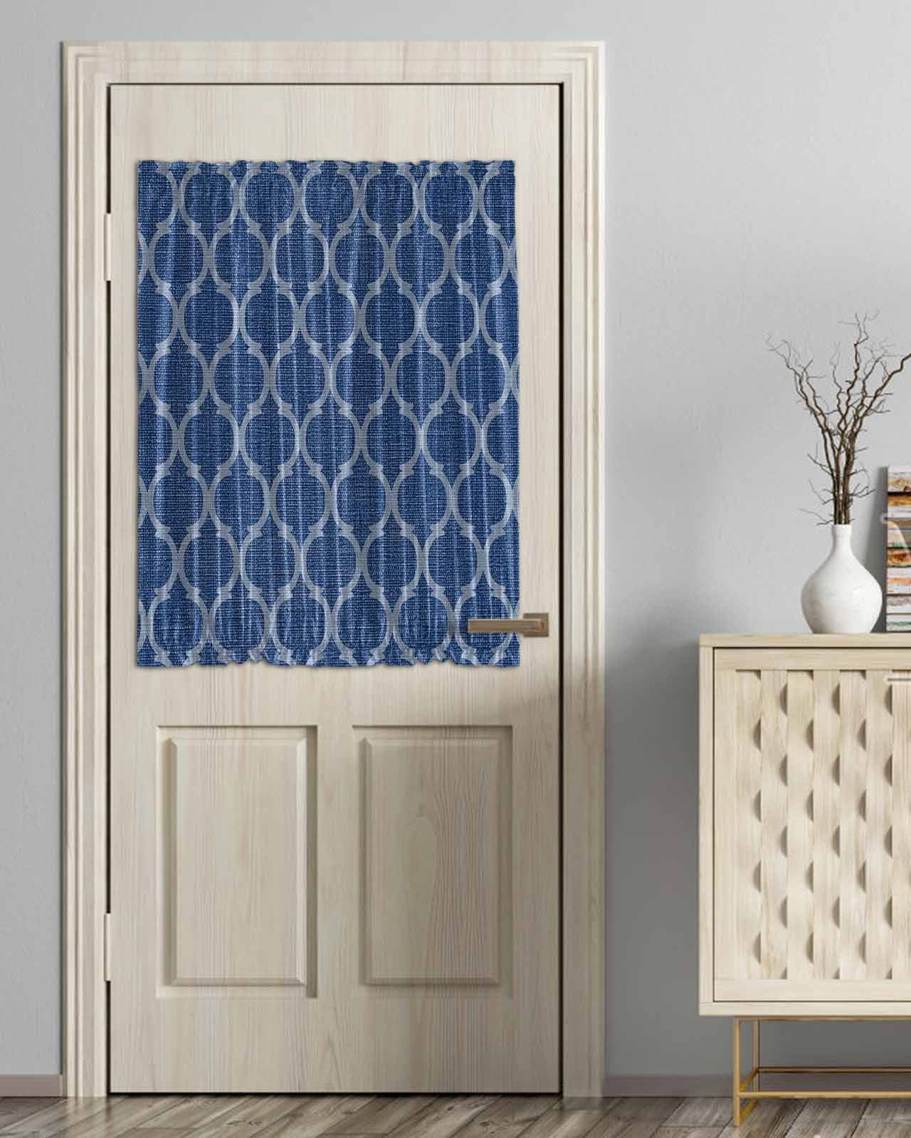 Dark Blue Morocco Blackout Curtains, French Door Curtains for Door ...