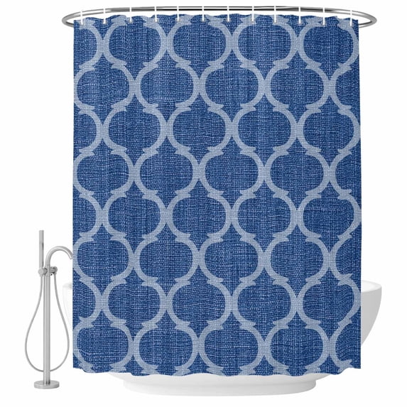 Dark Blue Morocco Shower Curtain Set - Small 36" x 72" Washable Bathtub ...