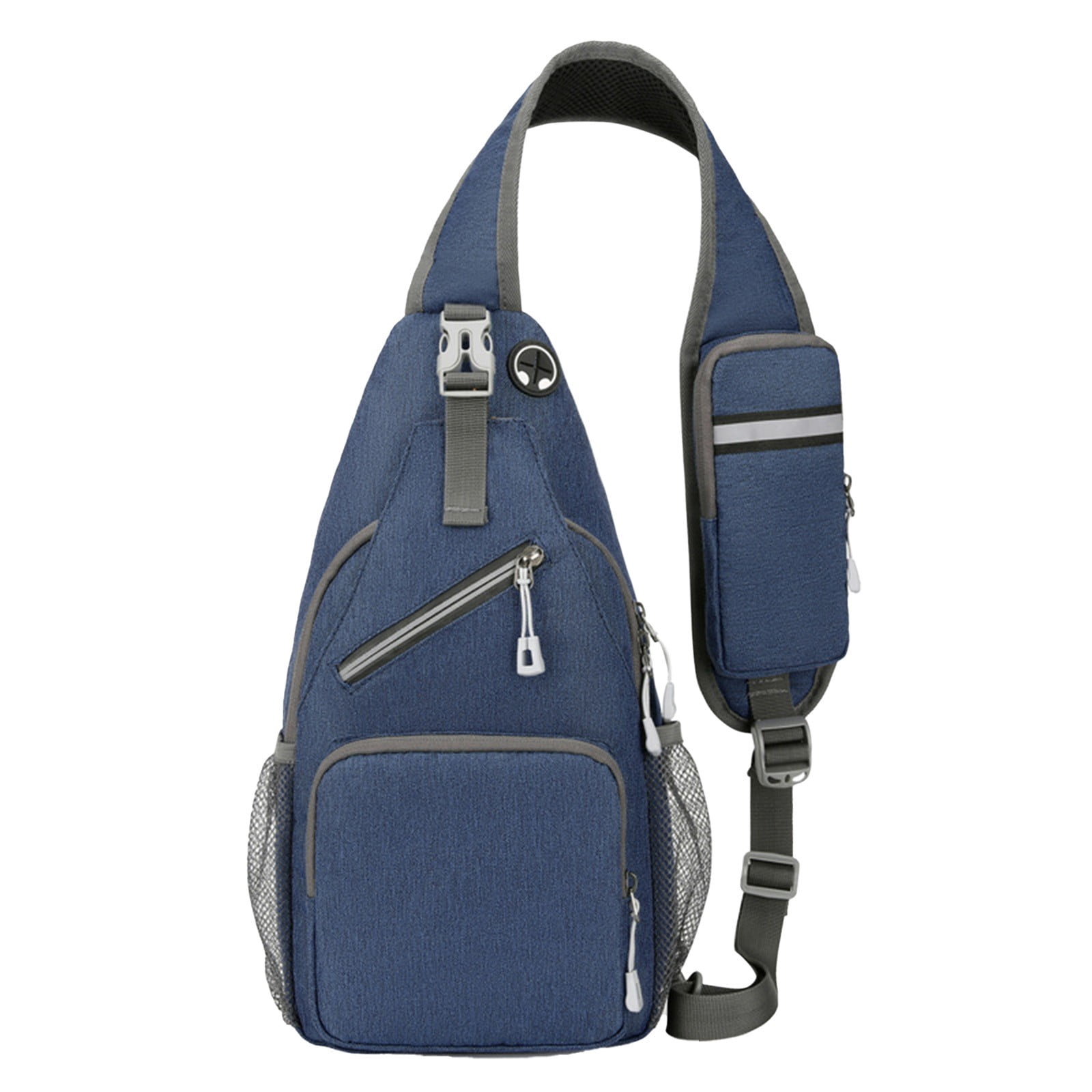 Dark Blue Multi-Pocket Reflective Sling Pack With Quick-Access ...
