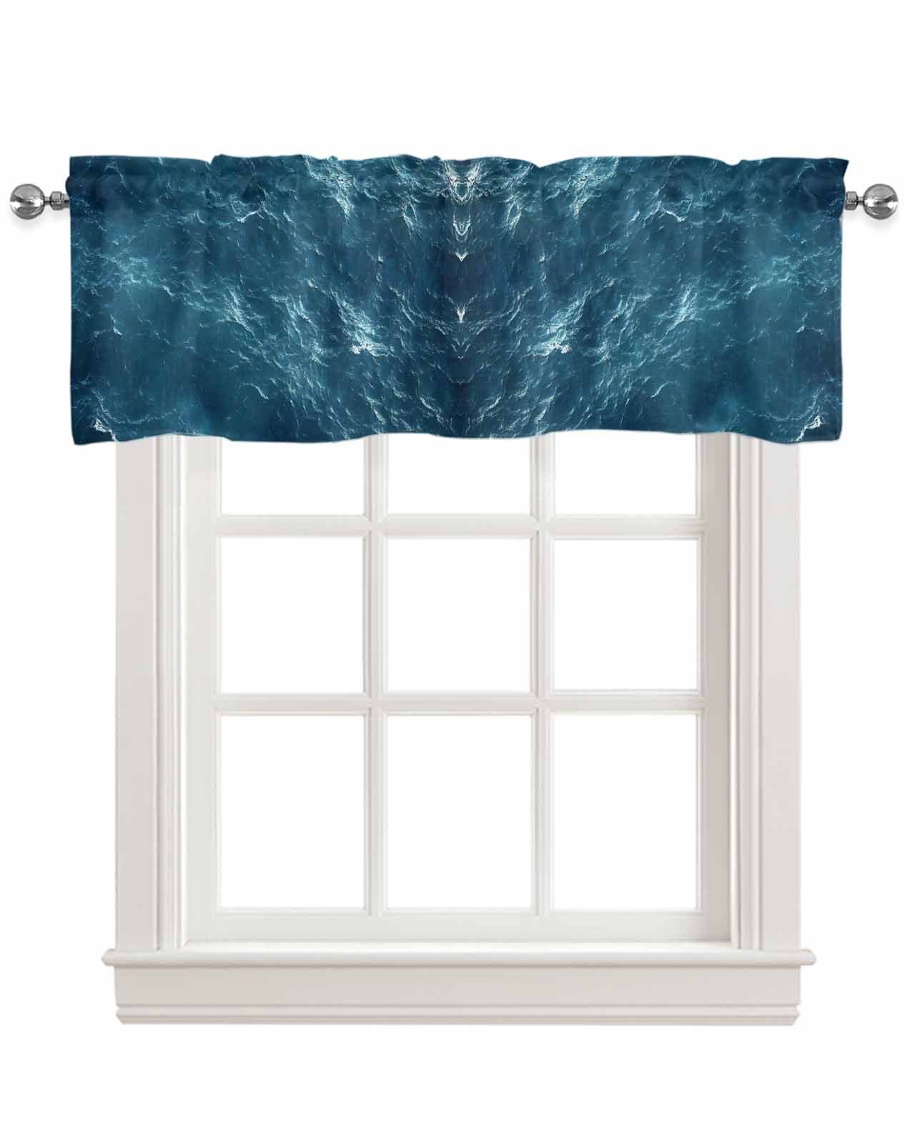Dark Blue Nautical Kitchen Valances for Windows Farmhouse Linen Window ...