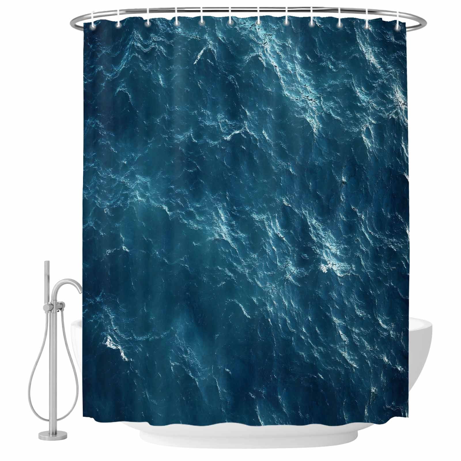 Dark Blue Nautical Shower Curtain Set - Small 36" x 72" Washable ...