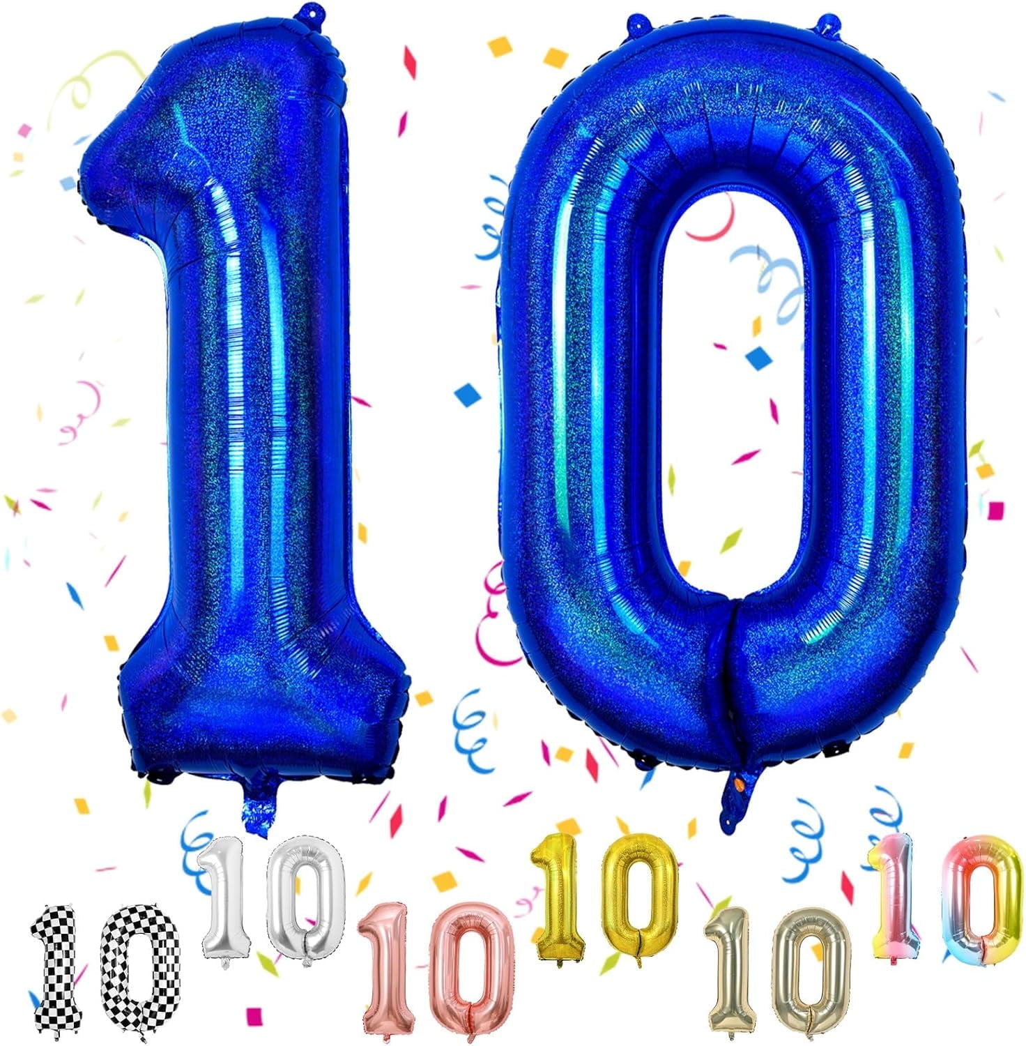 Dark Blue Number 10 Balloons, 10th Birthday Balloon, 40inch Laser Blue ...