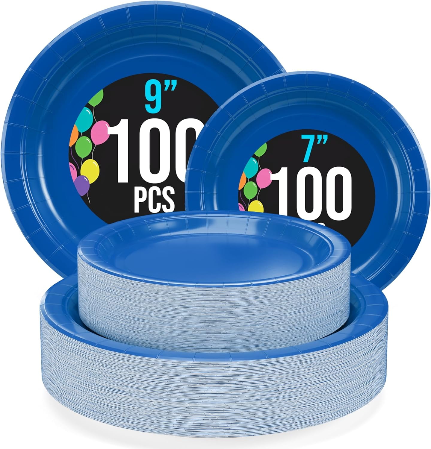 Dark Blue Paper Plates 200 Pack - 7" Dark Blue Paper Plates & 9" Dark ...