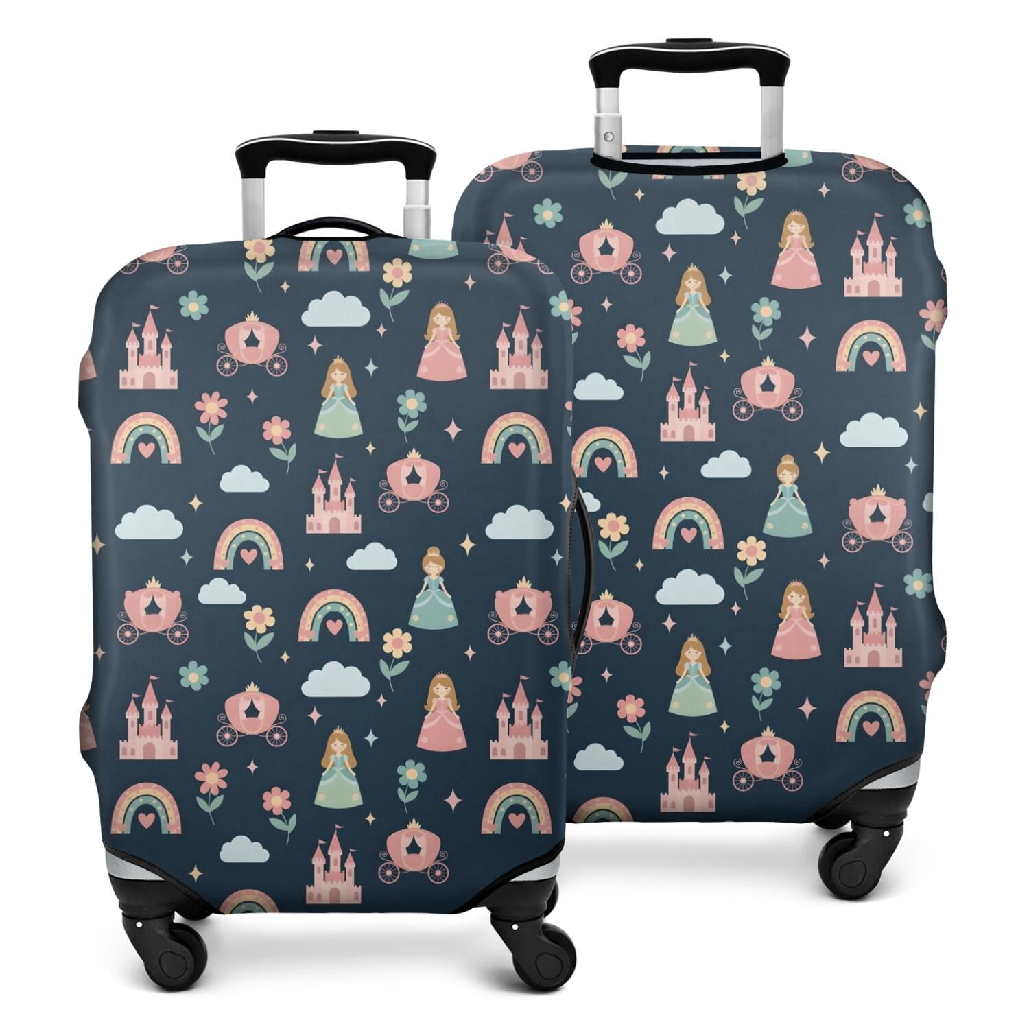Dark Blue Princess Castle Carriage Pattern Luggage Cover Fashion ...