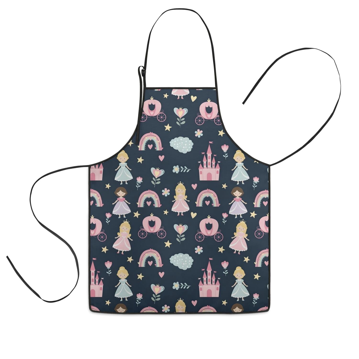 Dark Blue Princess Castle Pattern Kids Aprons for Girls and Boys ...
