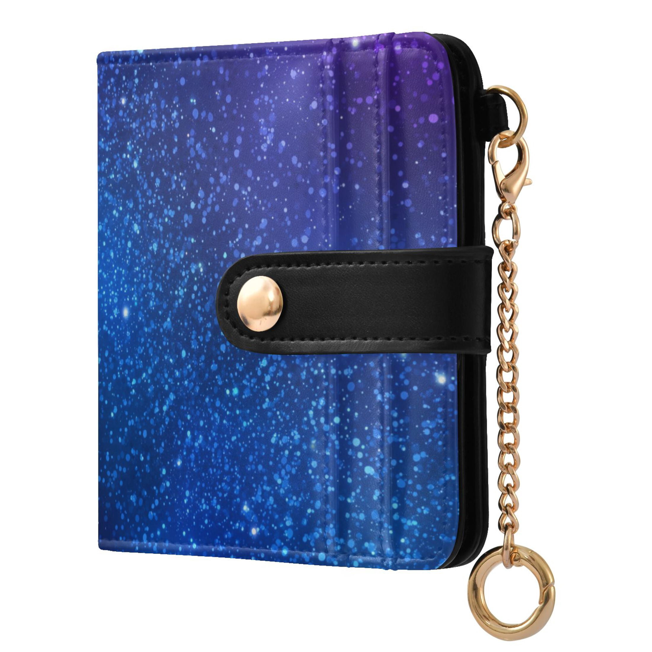 Dark Blue Purple Glitter Women's Wallet PU Leather Card Cases RFID ...
