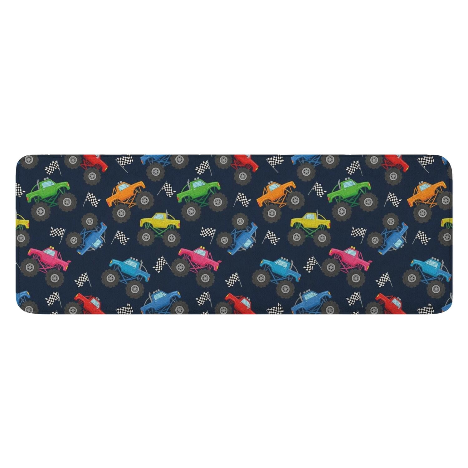 Dark Blue Racing Monster Cartoon Trucks Pattern Kitchen Rug Mat,Kitchen ...