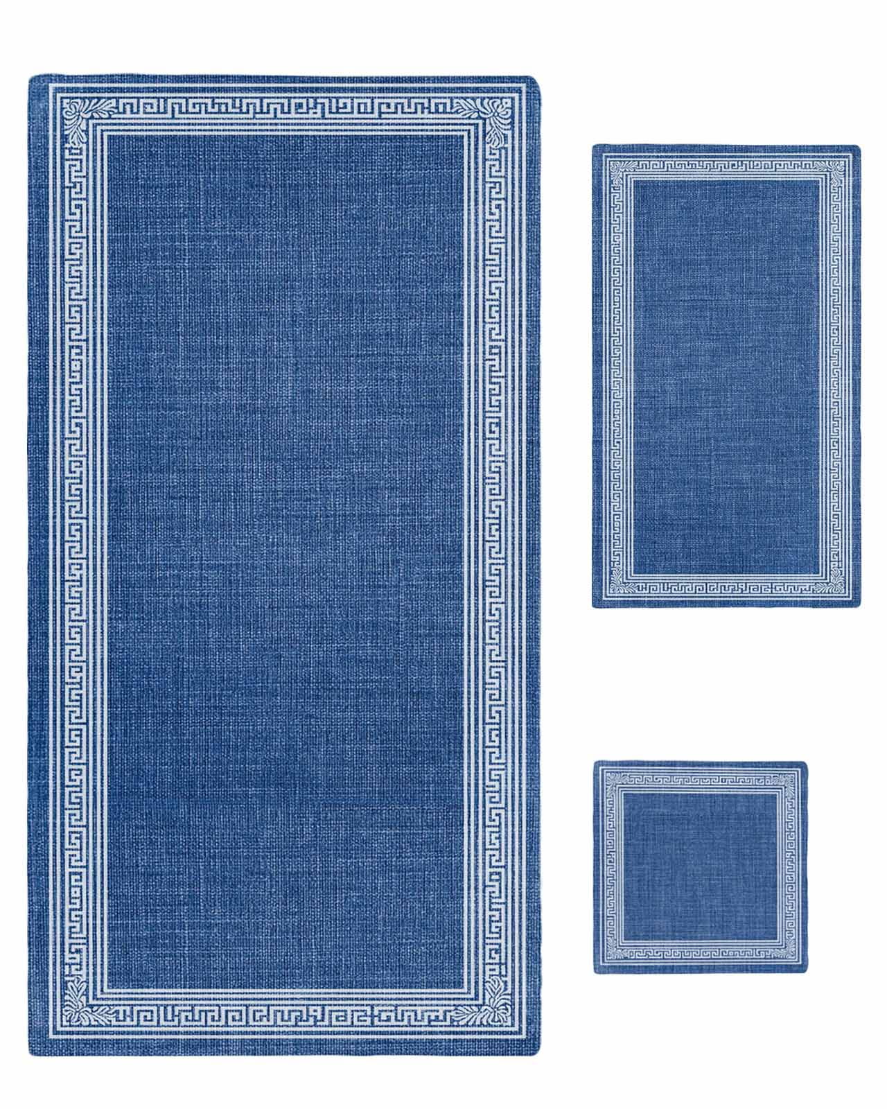 Dark Blue Retro Greek Key Bath Towels for Bathroom Set,Luxury ...
