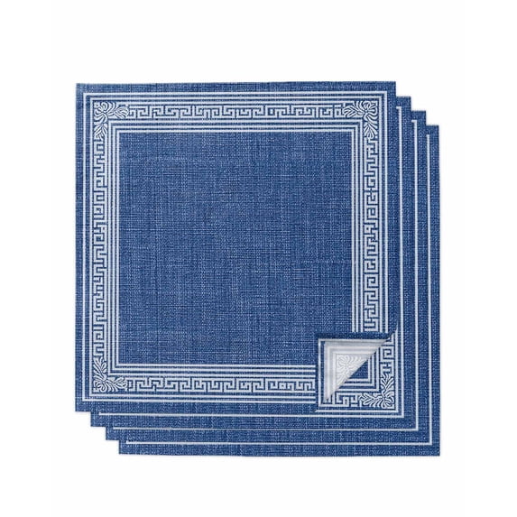 Dark Blue Retro Greek Key Cloth Napkins Set of 4 Reusable Dinner ...