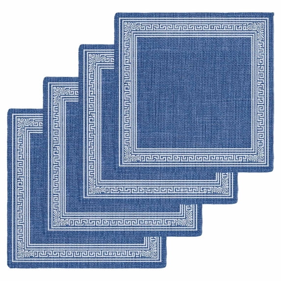Dark Blue Retro Greek Key Dish Towels Set,Waffle Weave Kitchen Towels 4 ...