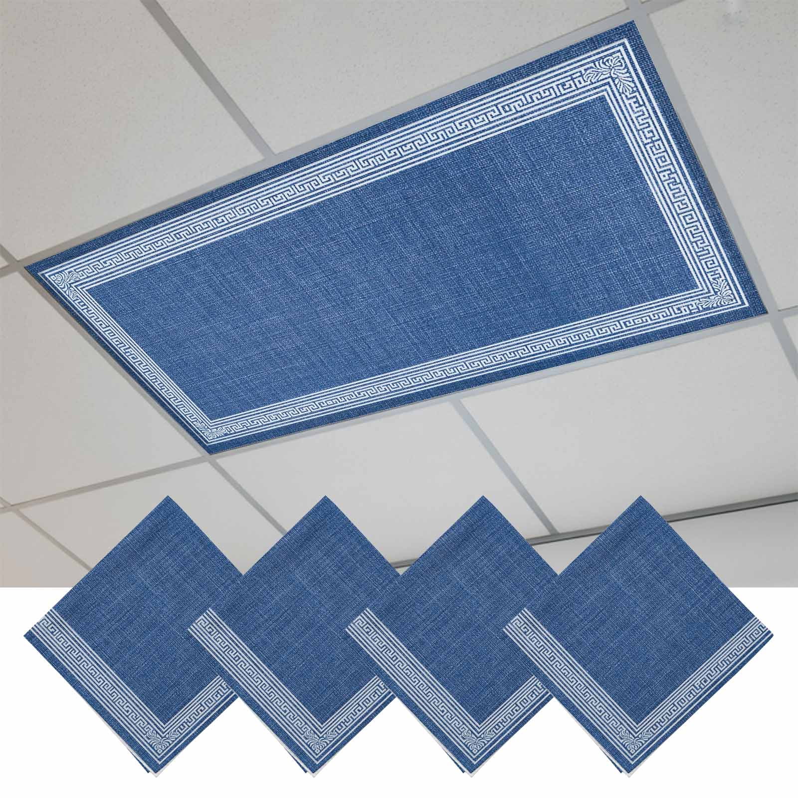 Dark Blue Retro Greek Key Fluorescent Light Covers, Geometric Greece ...