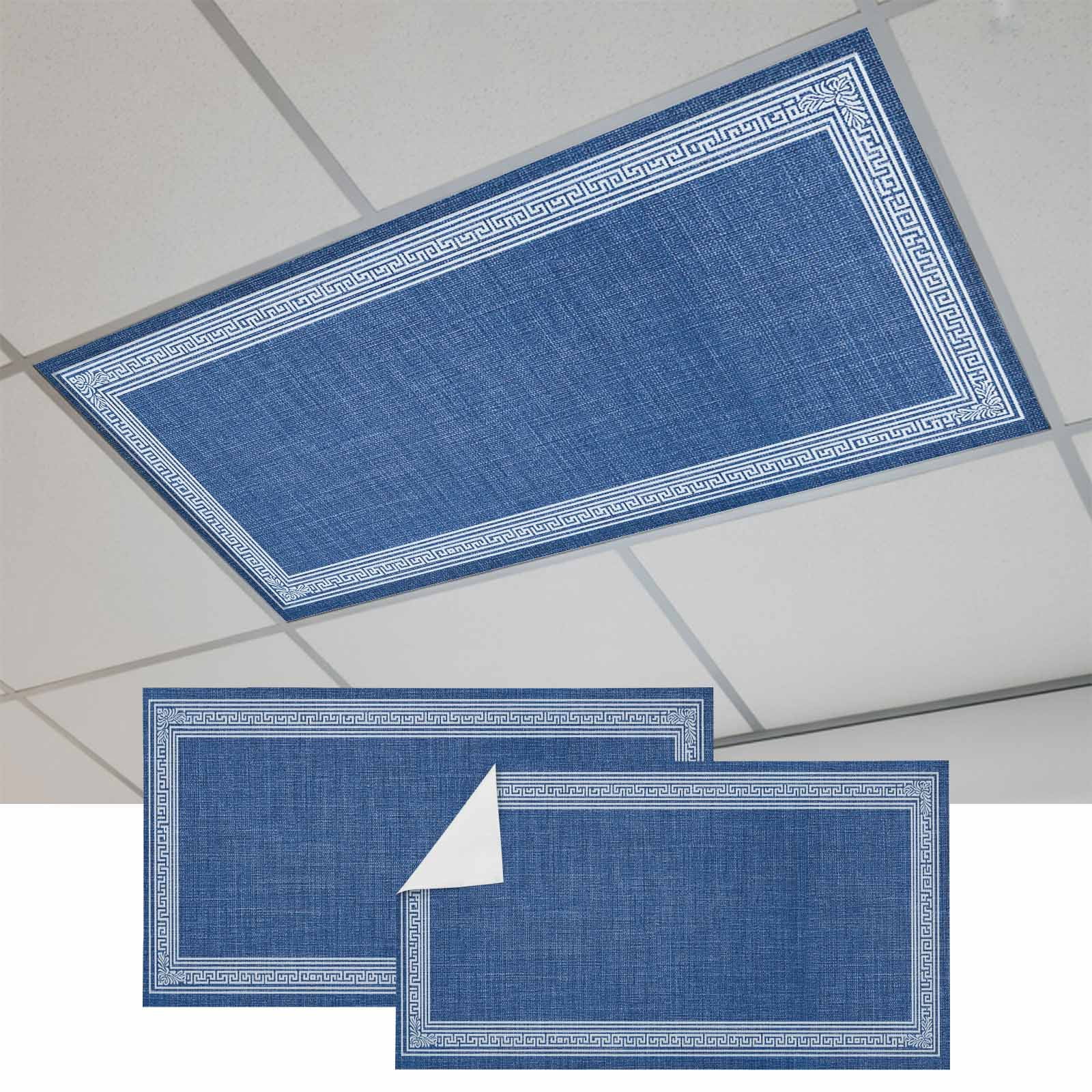 Dark Blue Retro Greek Key Fluorescent Light Covers, Geometric Greece ...