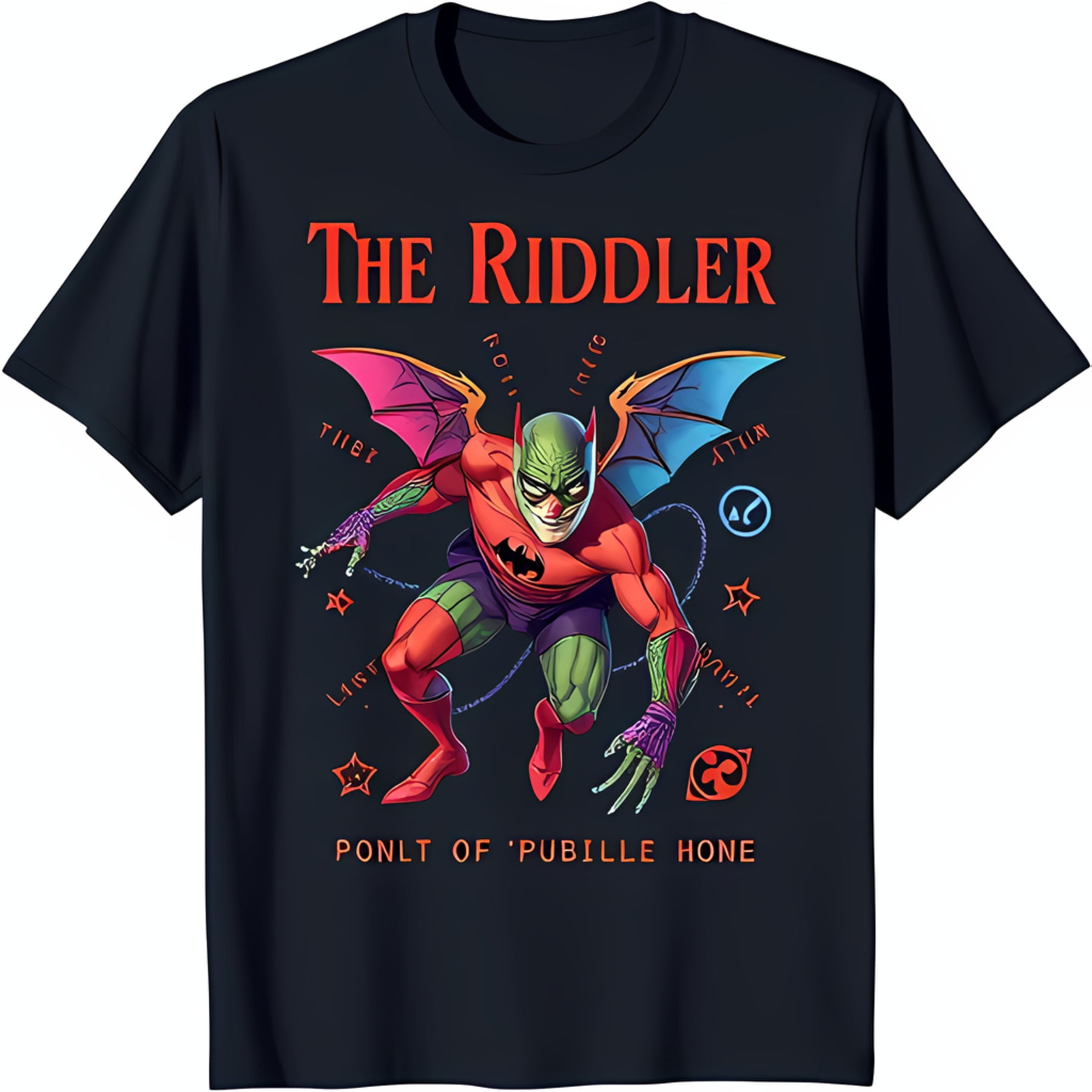 Dark Blue Riddler Comic T-Shirt with Colorful Wings & Unique - Walmart.com