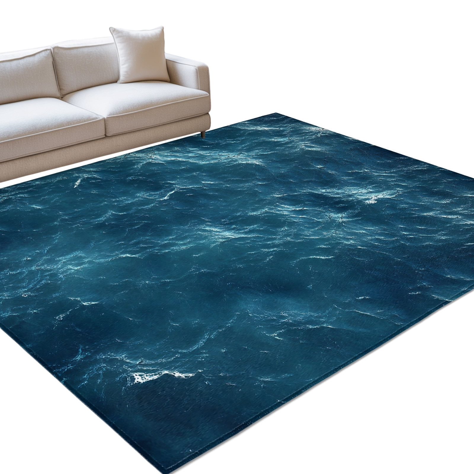 Dark Blue Sea Area Rugs 6x9ft Vintage Abstract Gradient Ocean Waves ...
