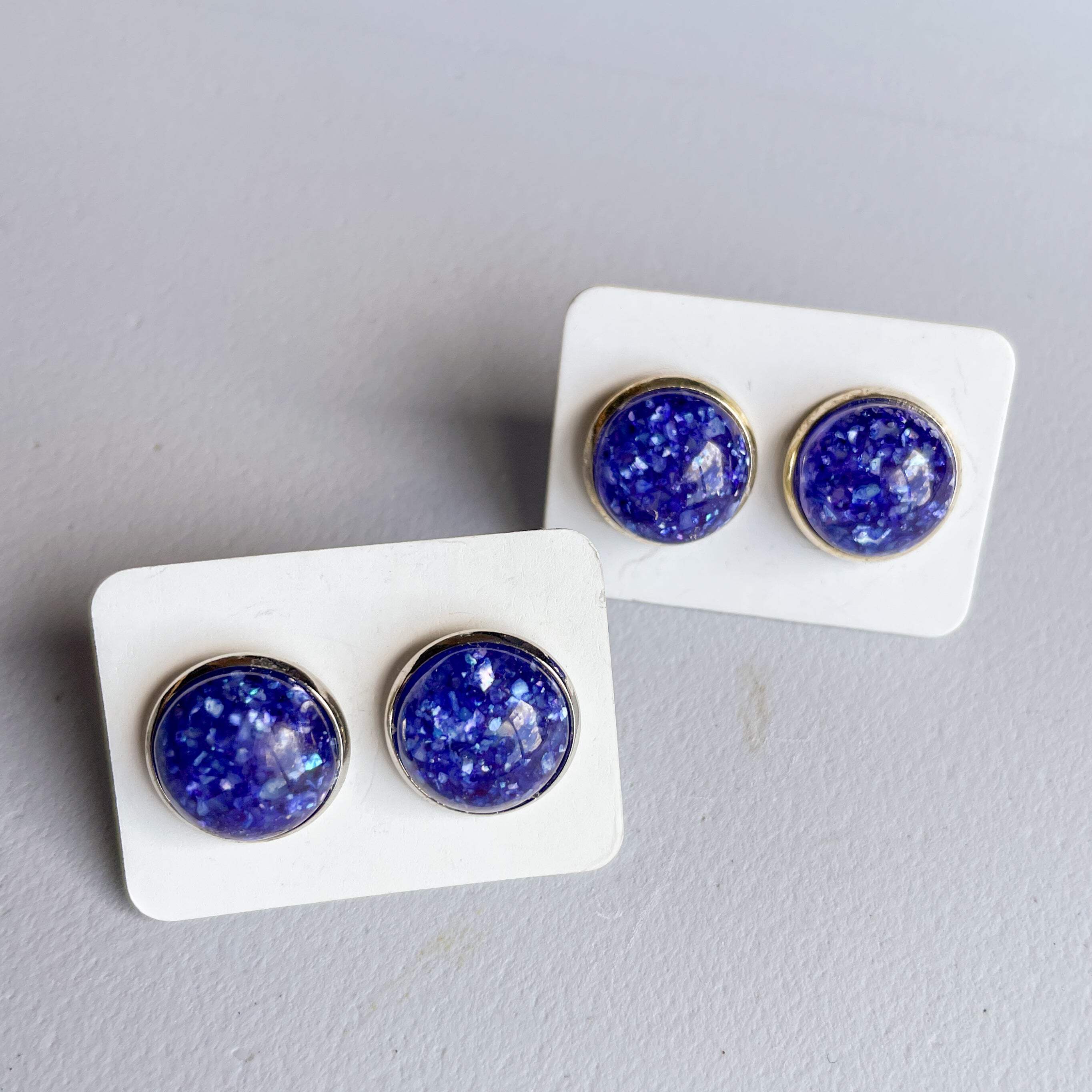 Dark Blue Shattered Opal Katelyn Style Earrings |12 MM Round Studs ...