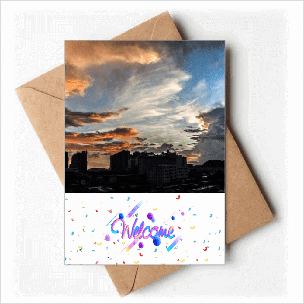Dark Blue Sky Colorful Clouds Welcome Back Greeting Cards Envelopes ...