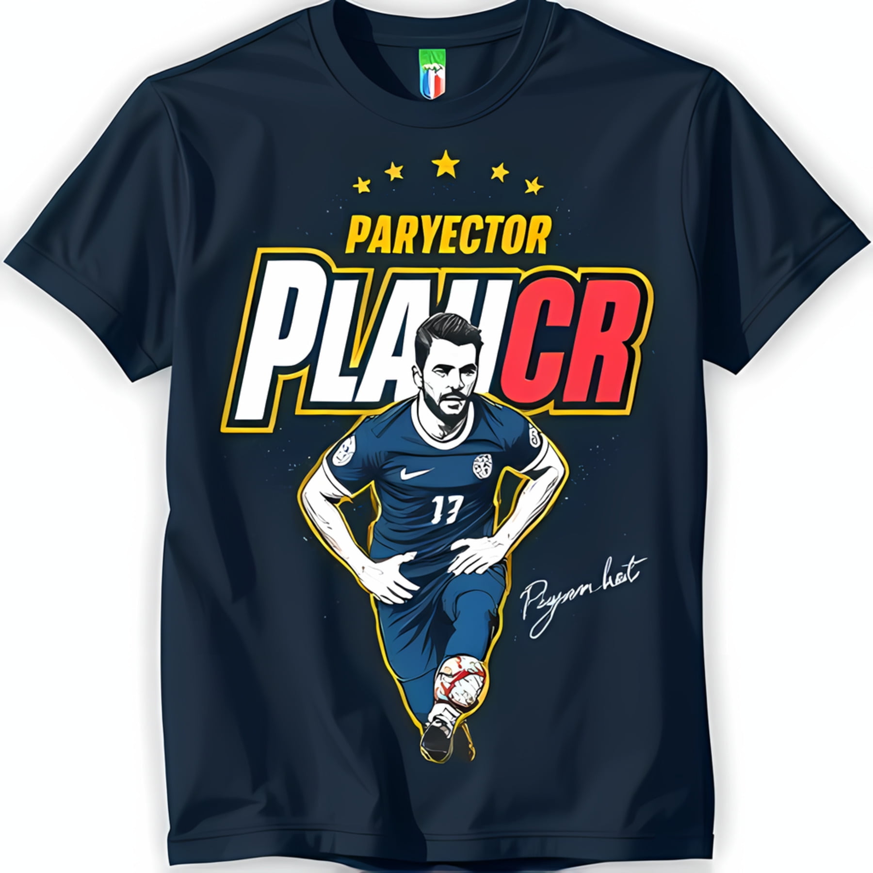 Dark Blue Soccer T-Shirt with Player 17 Design 'Paryector' Text ...
