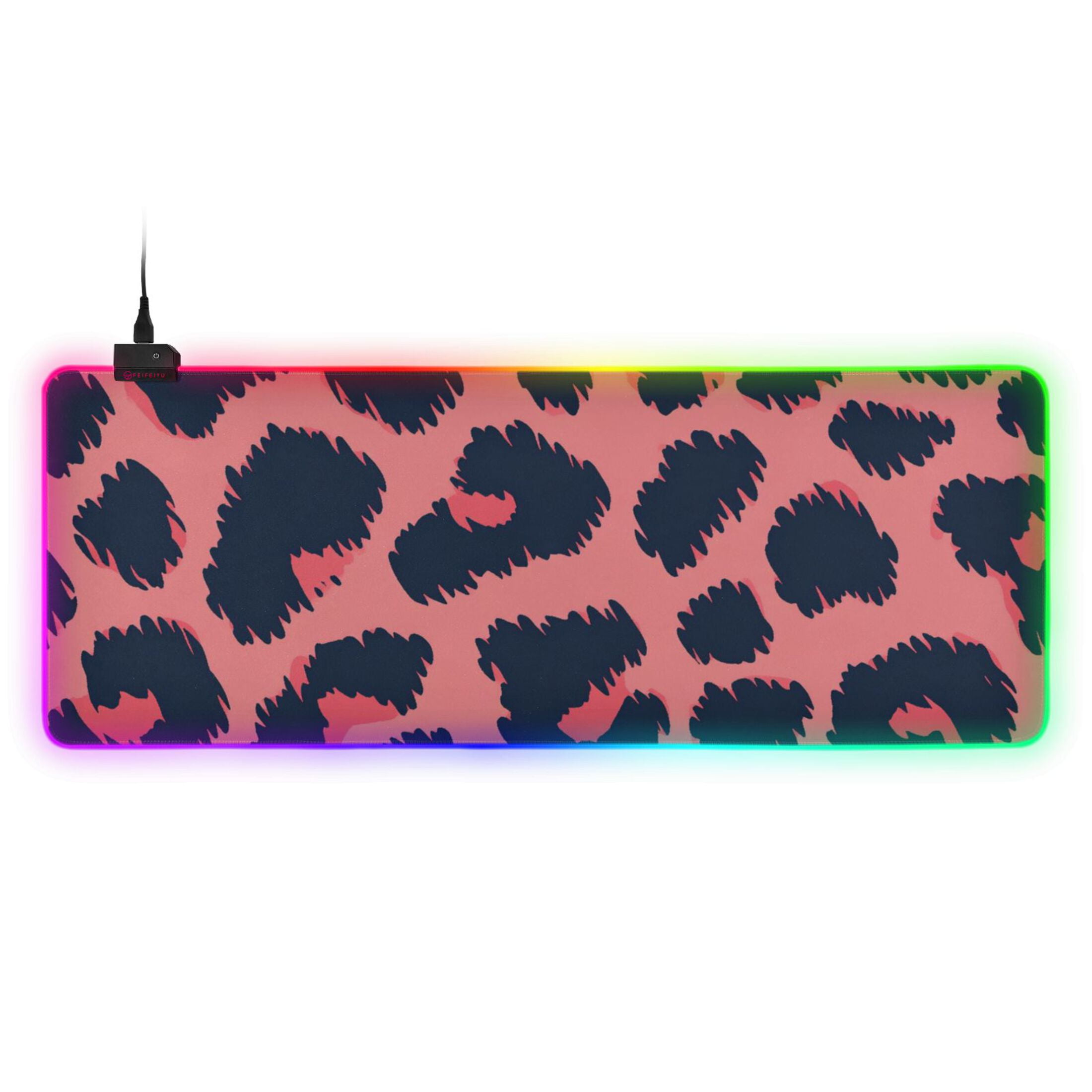 Dark Blue Spots Pink RGB Gaming Mouse Pad Large Keyboard Mat Rubber ...