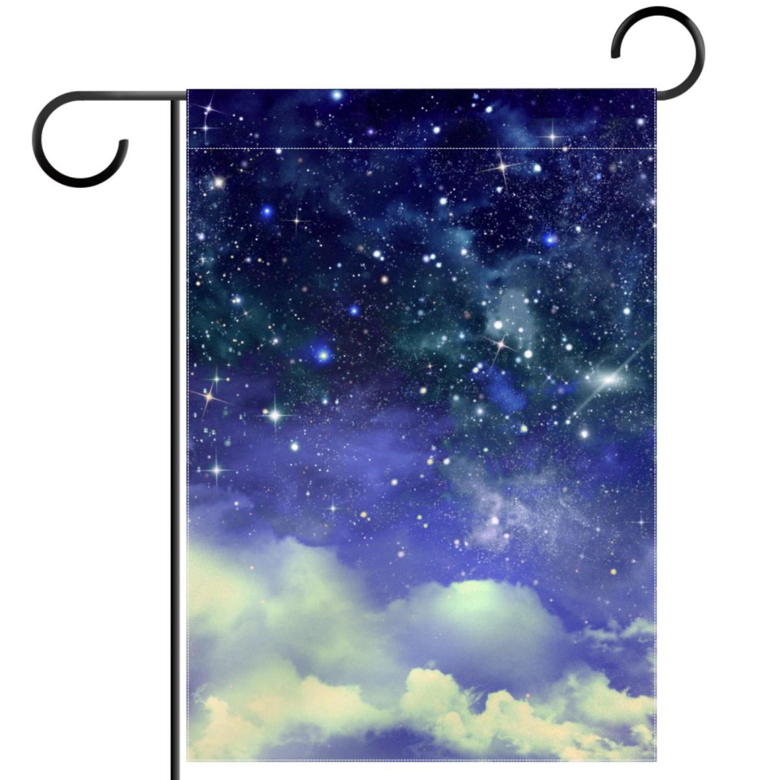 Dark Blue Starry Night Sky Clouds Pattern Garden Banners: Outdoor Flags ...