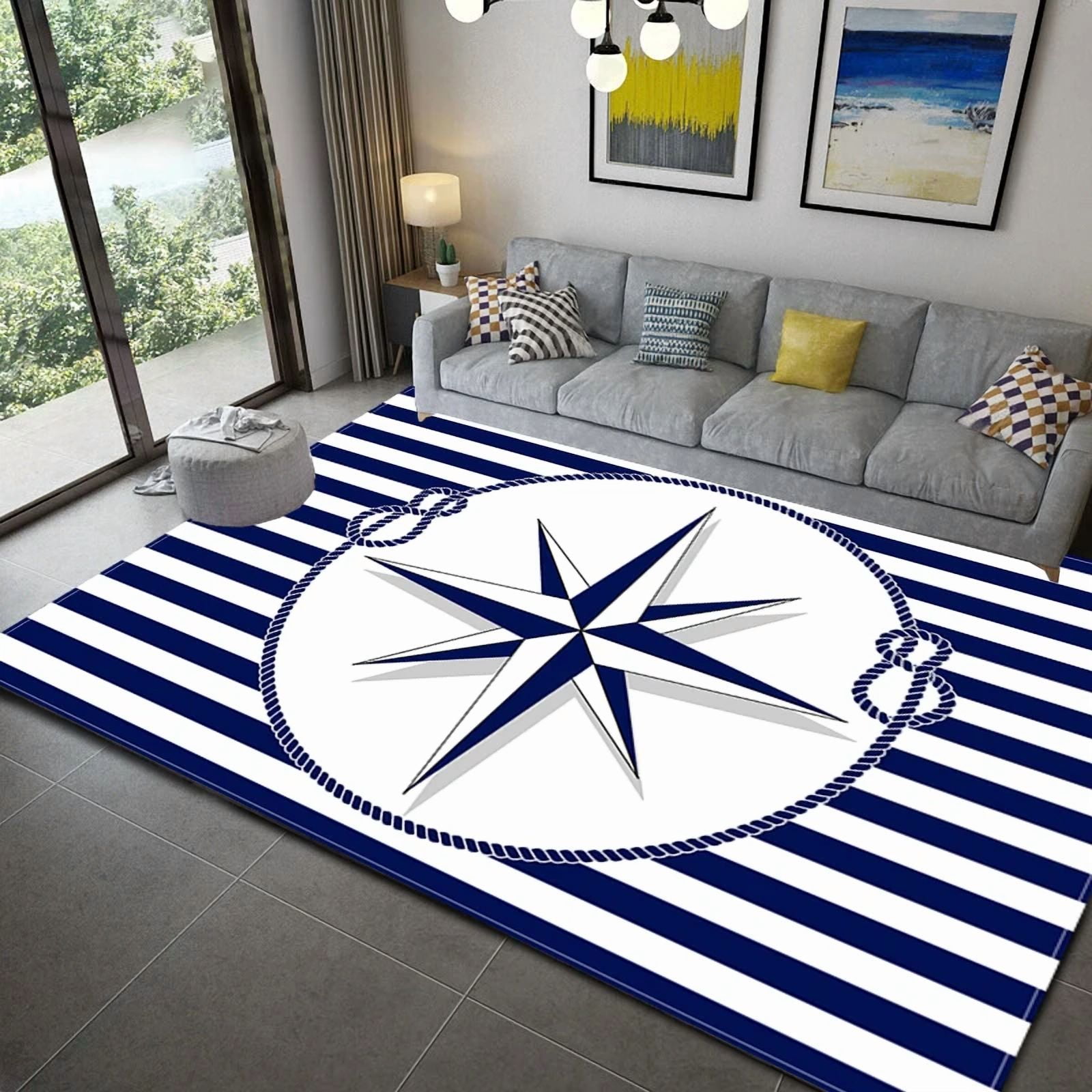Dark Blue Striped Lighthouse Carpet Kitchen Floor Mats r Door Rugs ...