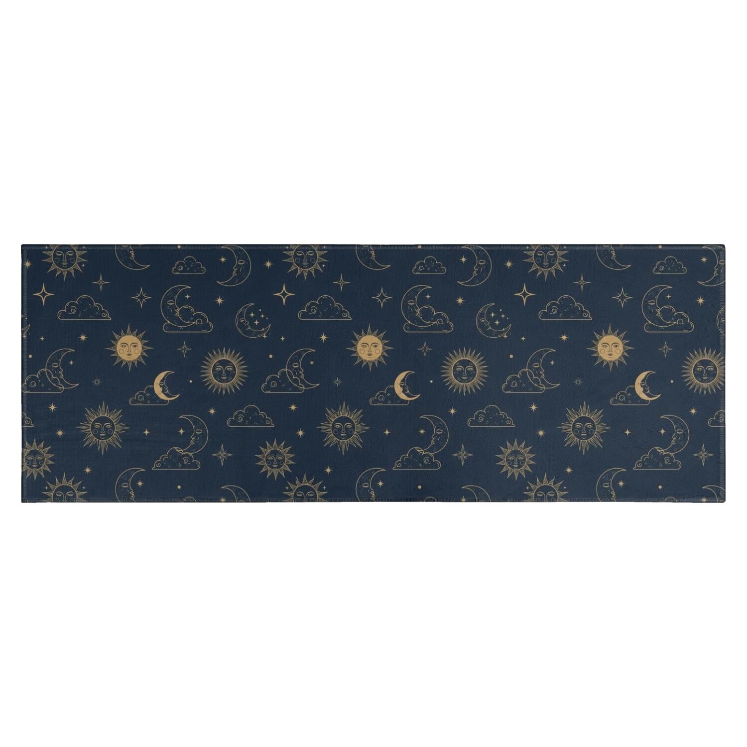 Dark Blue Sun Moon Cloud Star Pattern Kitchen Rug Mat,Kitchen Runner ...