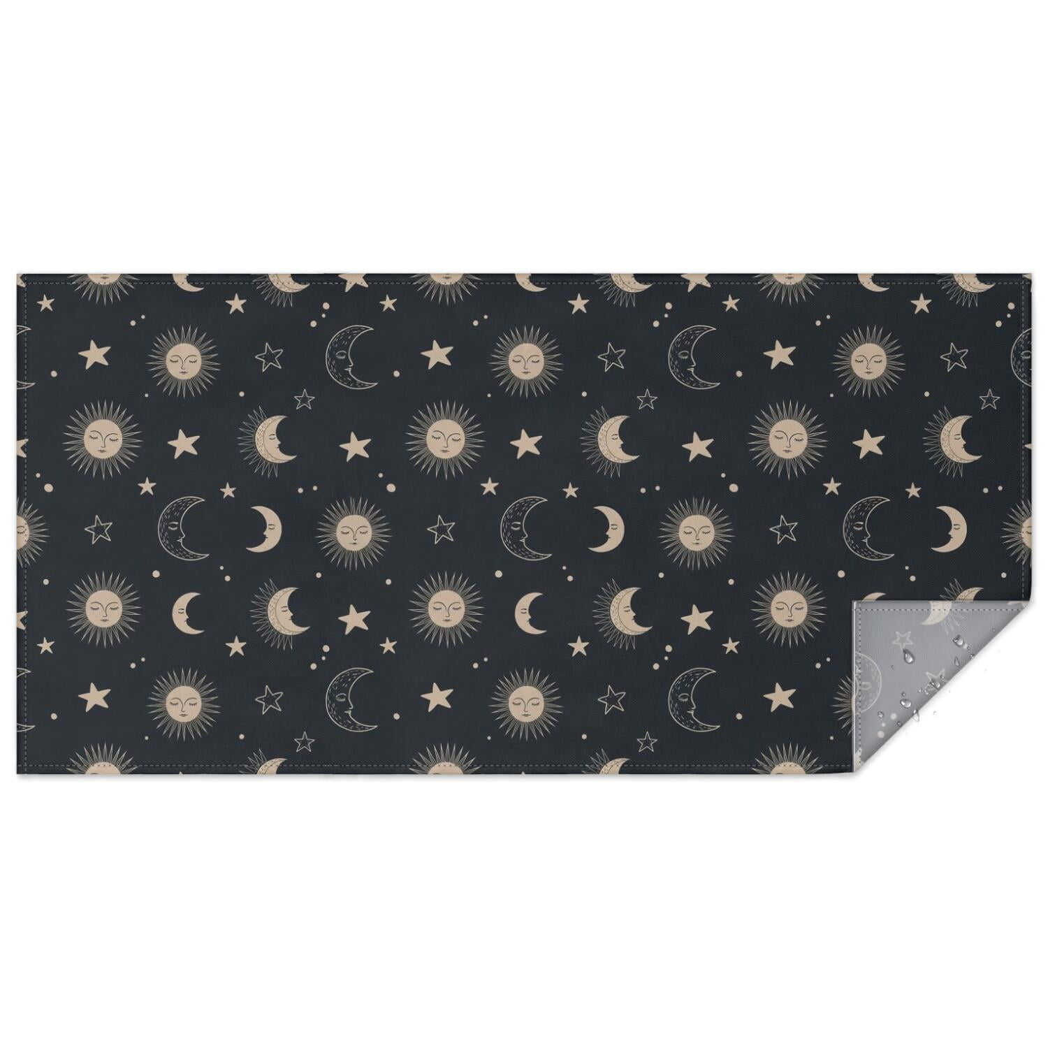 Dark Blue Sun Moon Star Pattern Rectangle Tablecloth 60"x120 ...