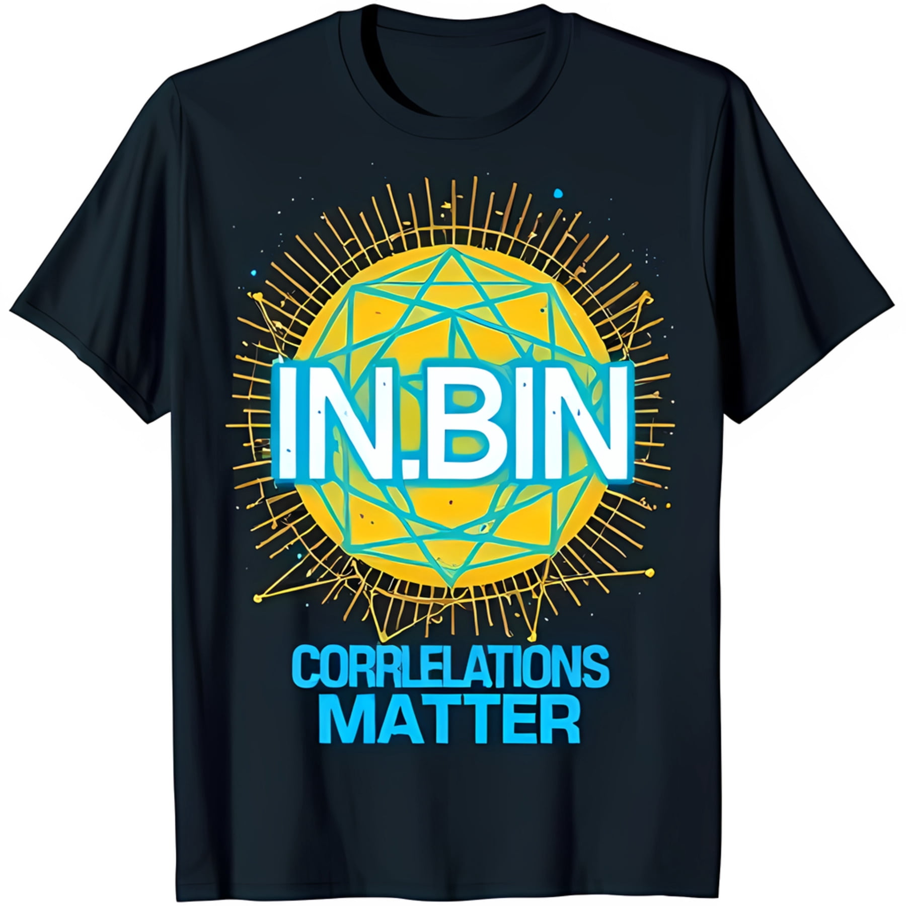 Dark Blue T-Shirt with Bright Yellow & Geometric Star Design 'IN BIN ...