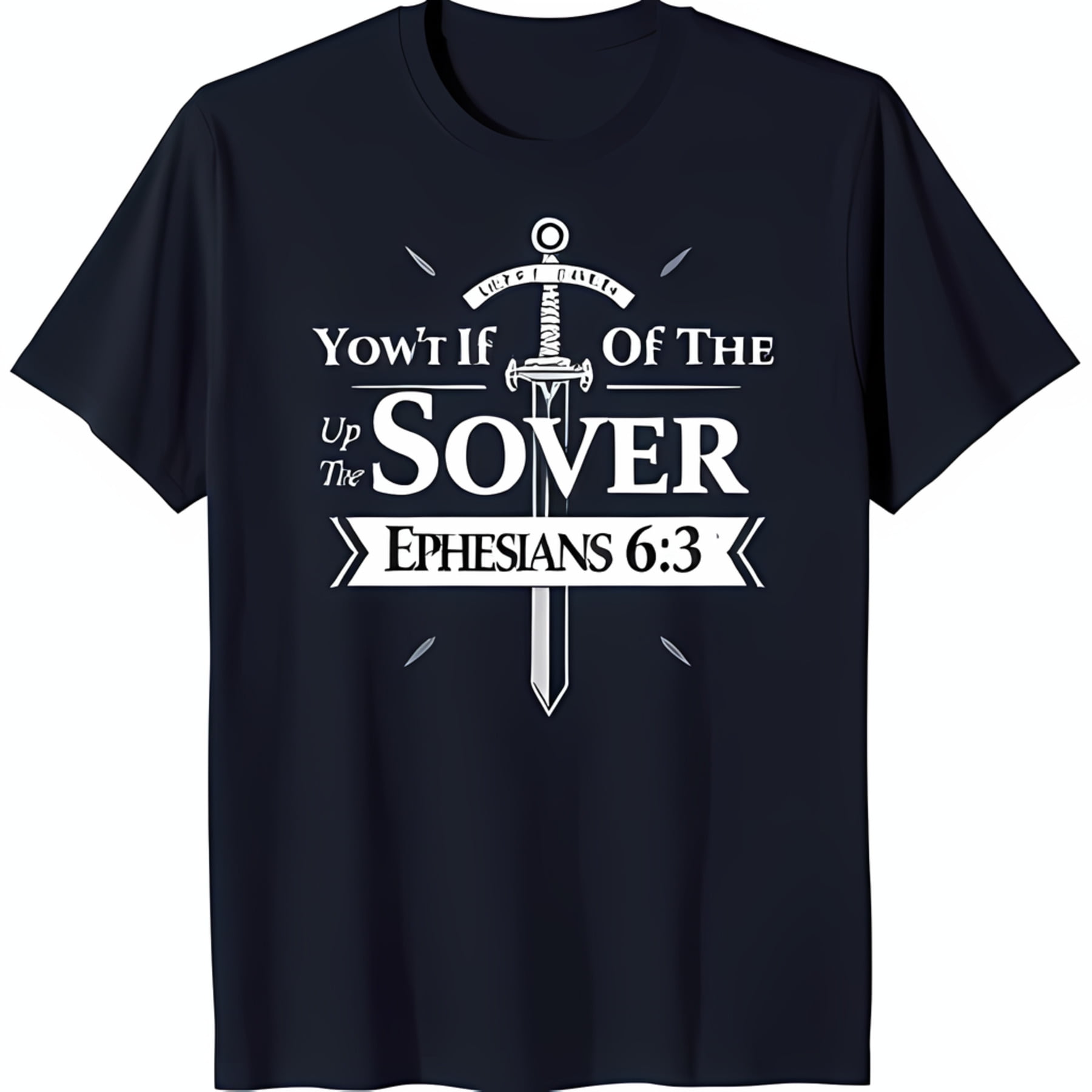 Dark Blue T-Shirt with Design and t if the Sover' Ephesians 6:3 ...