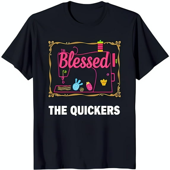 Dark Blue T-Shirt with Gold Framed Pink Sewing Machine & The Blessed ...