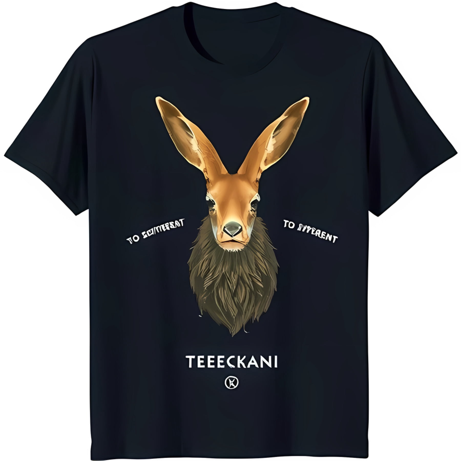 Dark Blue T-Shirt with Graphic Print of Bearded Deer 'To Scuttlerat ...