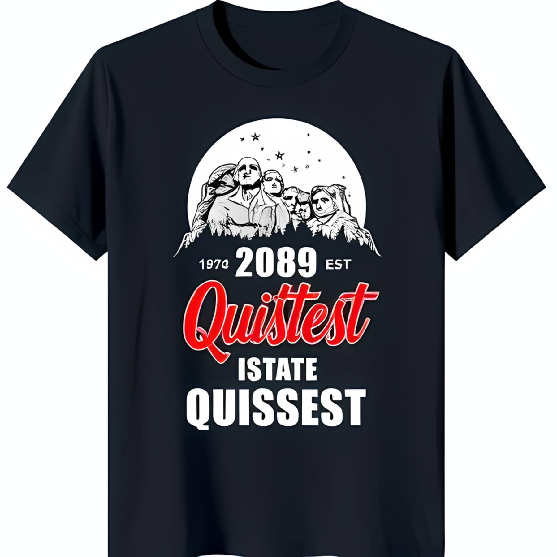 Dark Blue T-Shirt with Mount Rushmore Graphic & Stars 1970 2089 EST ...