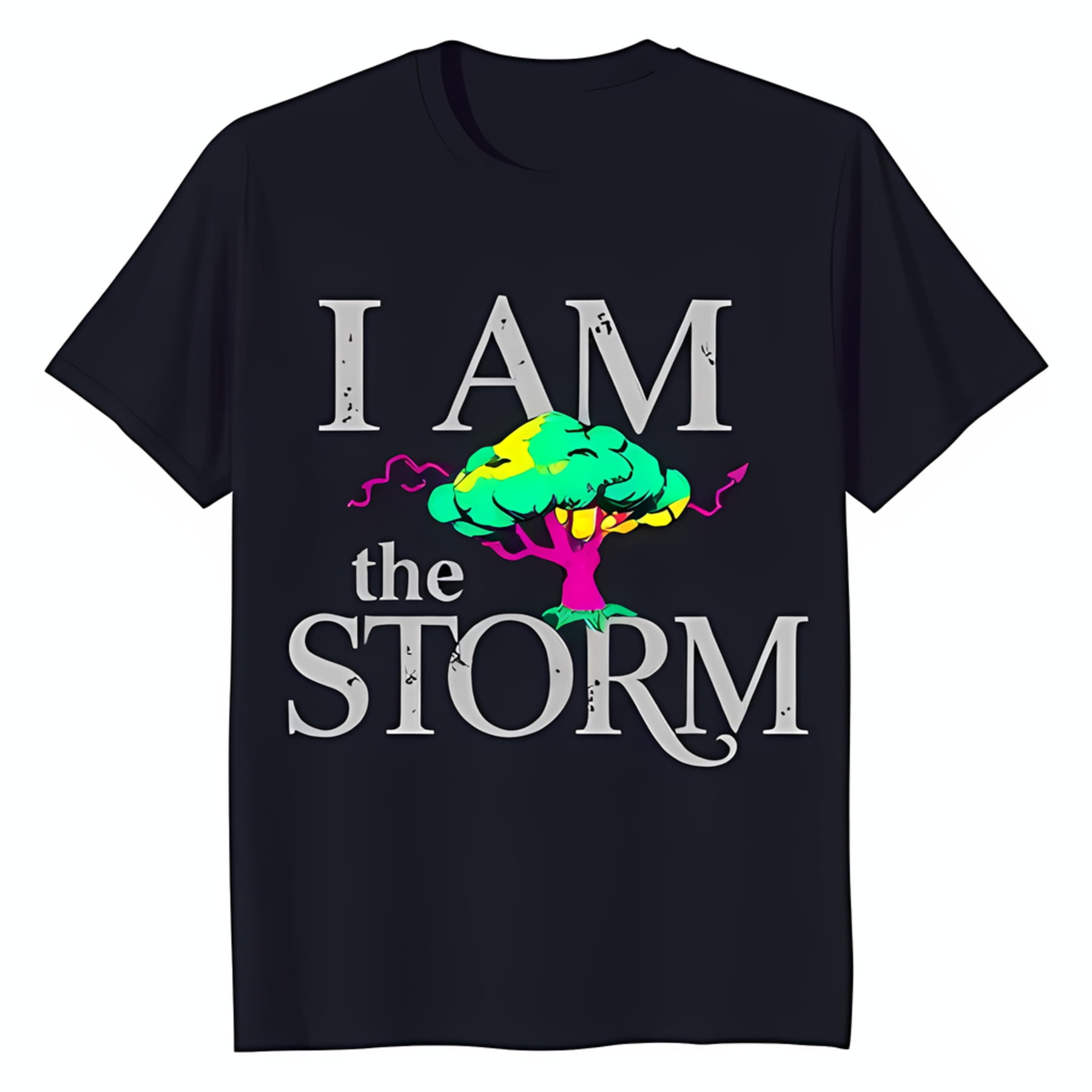 Dark Blue T-Shirt with Tree Graphic & 'I AM the ' Text Resilience ...