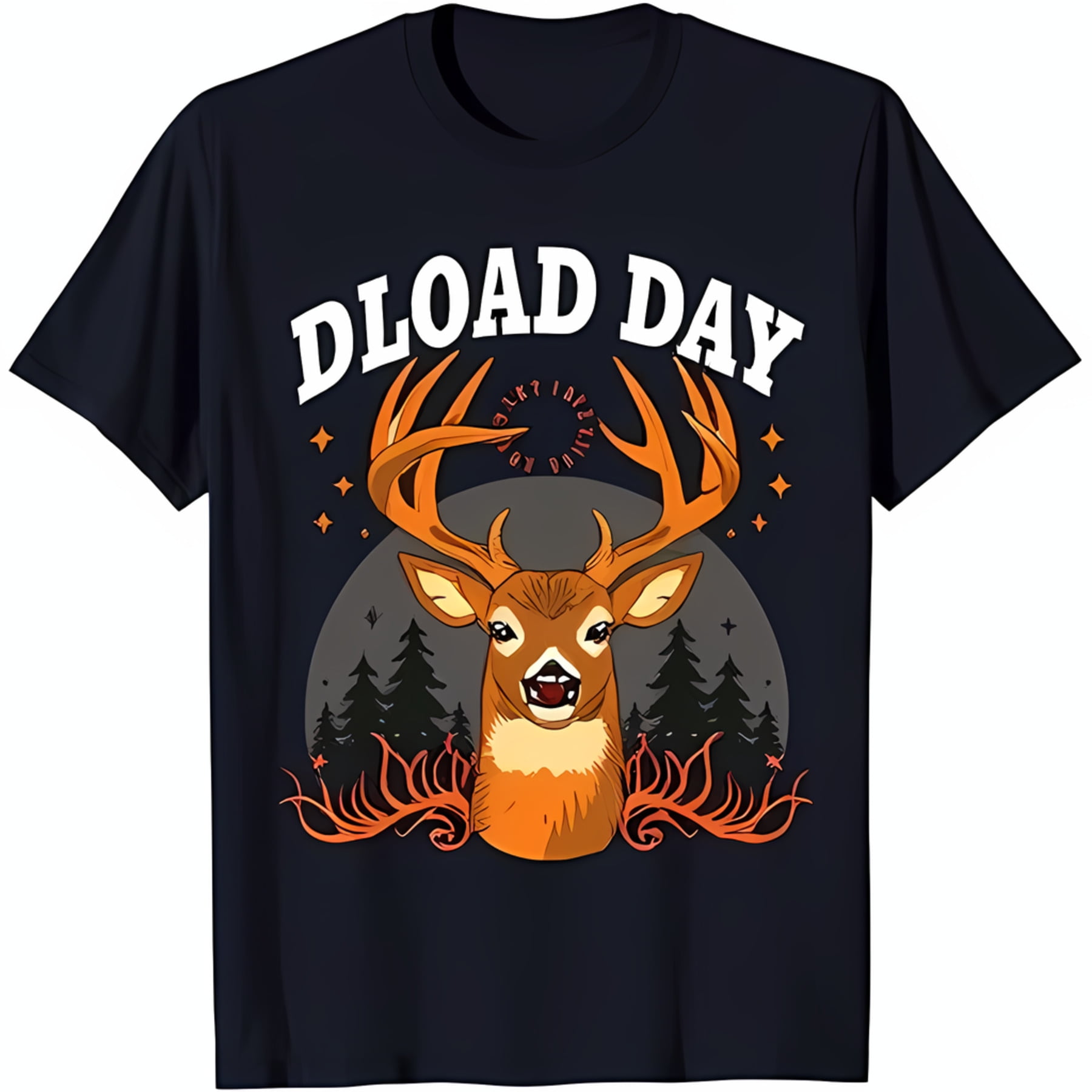 Dark Blue T-Shirt with Unique 'DLOAD' Graphic in White Yellow & Red ...