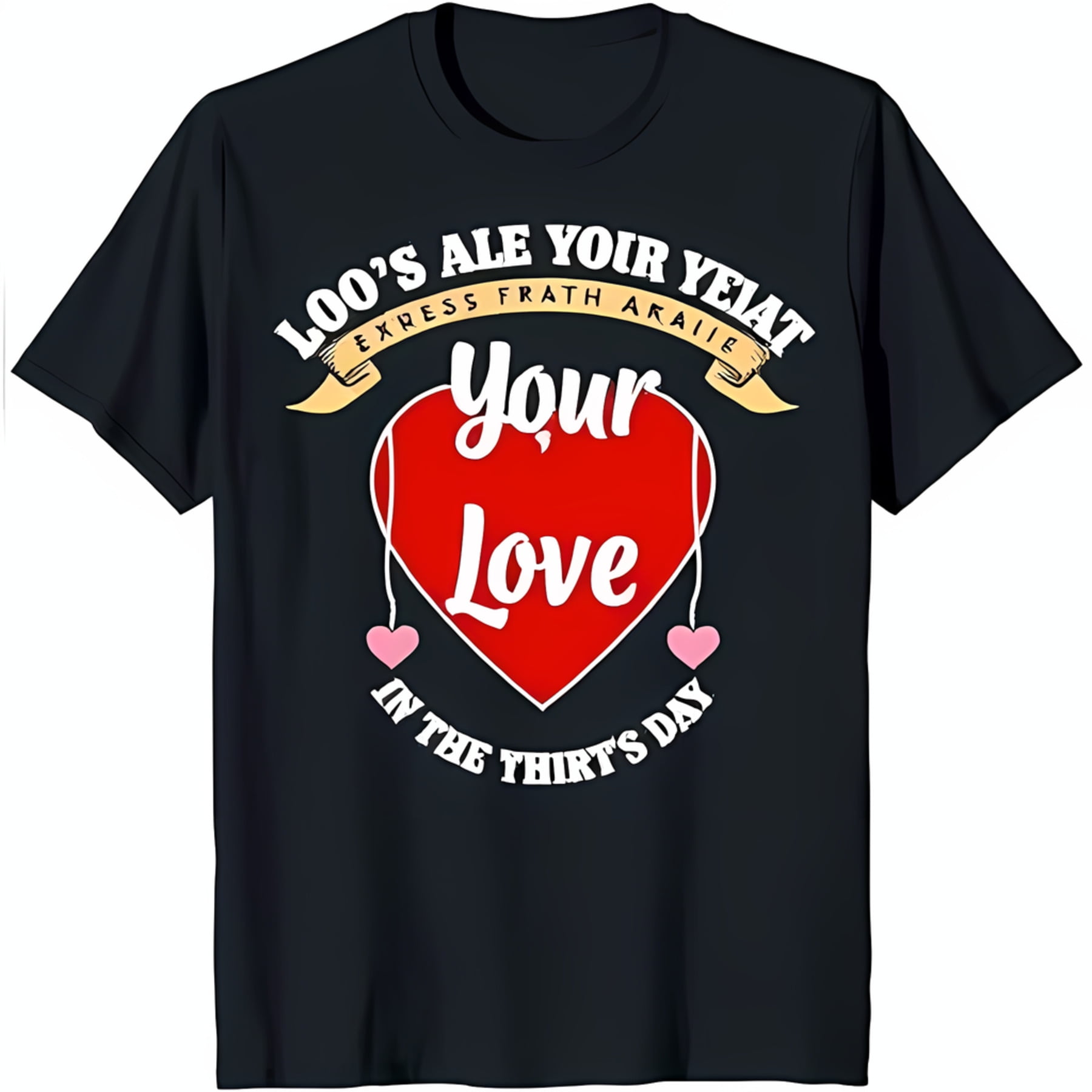 Dark Blue T-Shirt with White 'Loo's Your Yeiat ' Banner & Heart Design ...