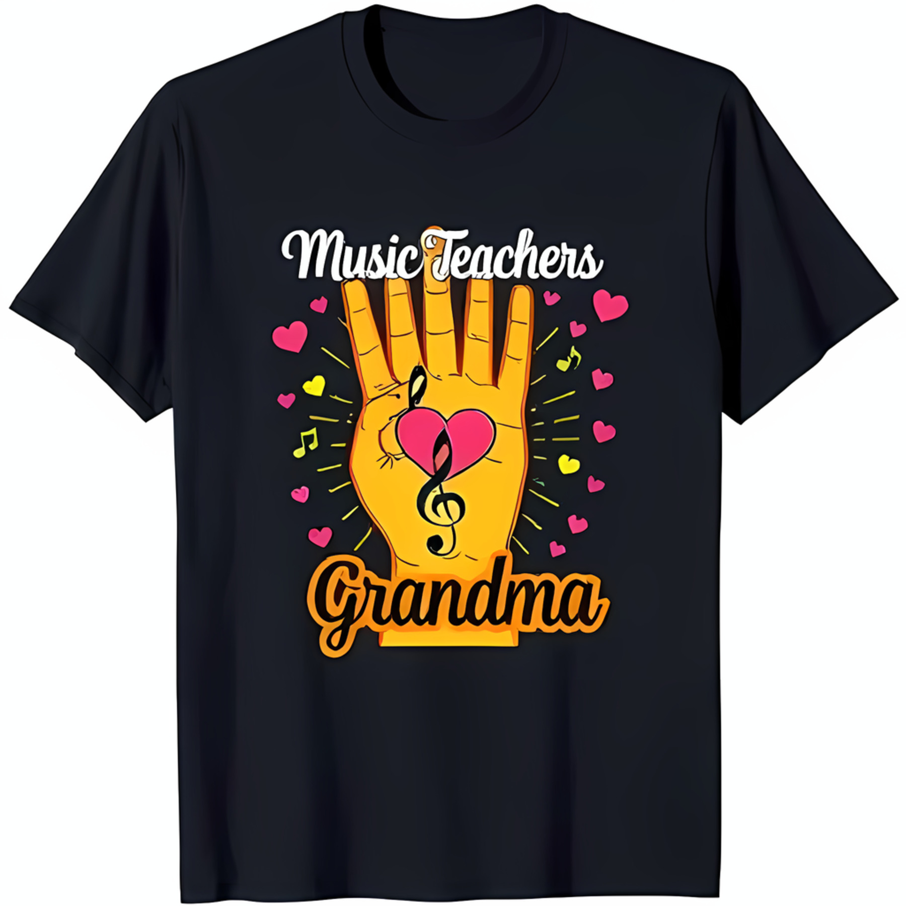 Dark Blue T-Shirt with Yellow 'I Love You' Hand Gesture Hearts & for ...