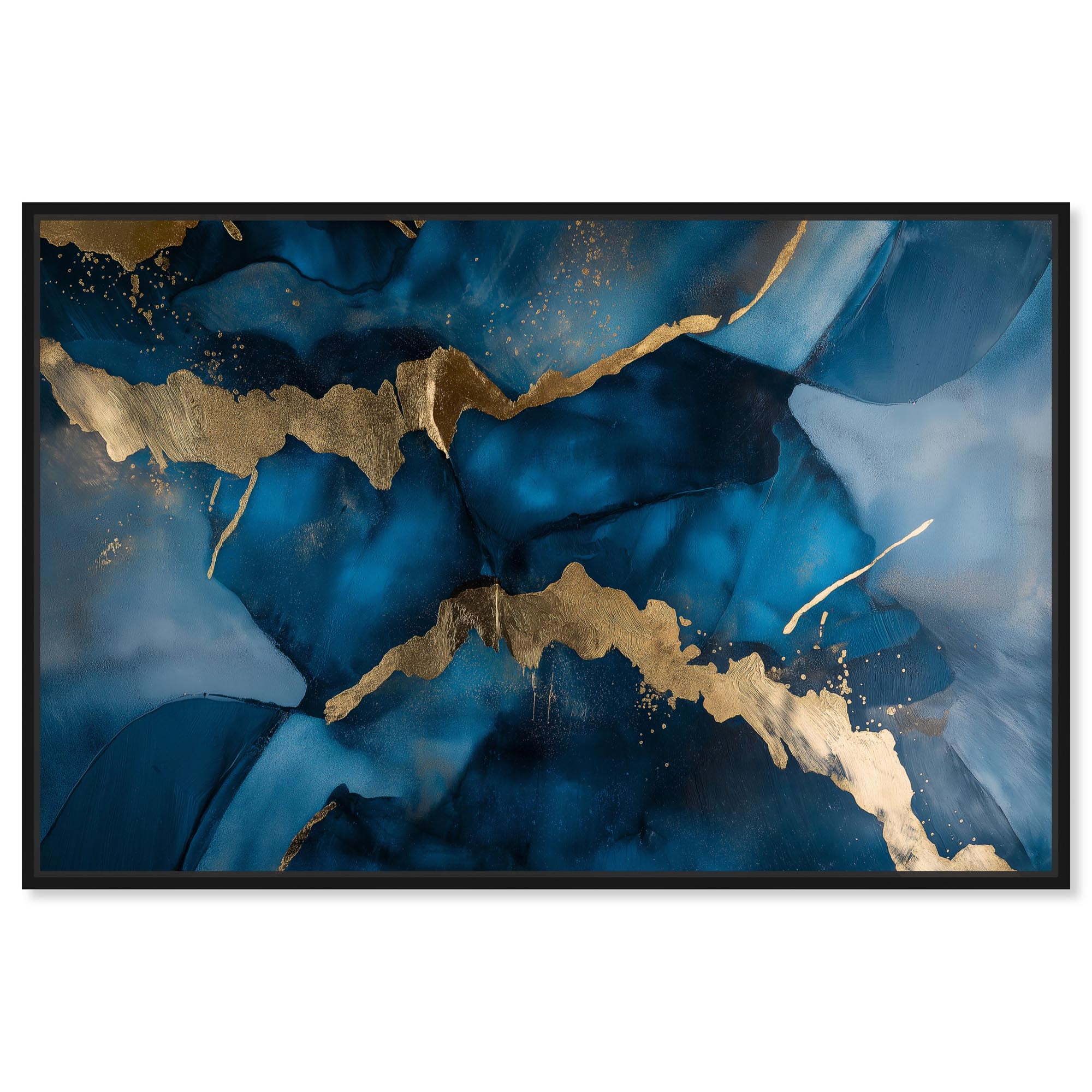 Dark Blue Texture with Golden Touch III Canvas Blue Wall Art by Art ...