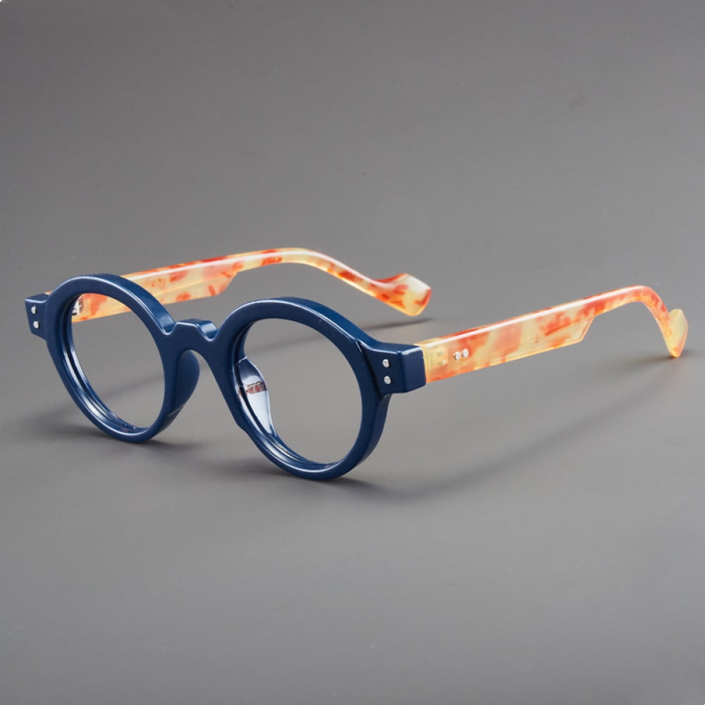 Dark Blue Tortoiseshell Classic Small Round Reading Glasses 1.00 Anti ...