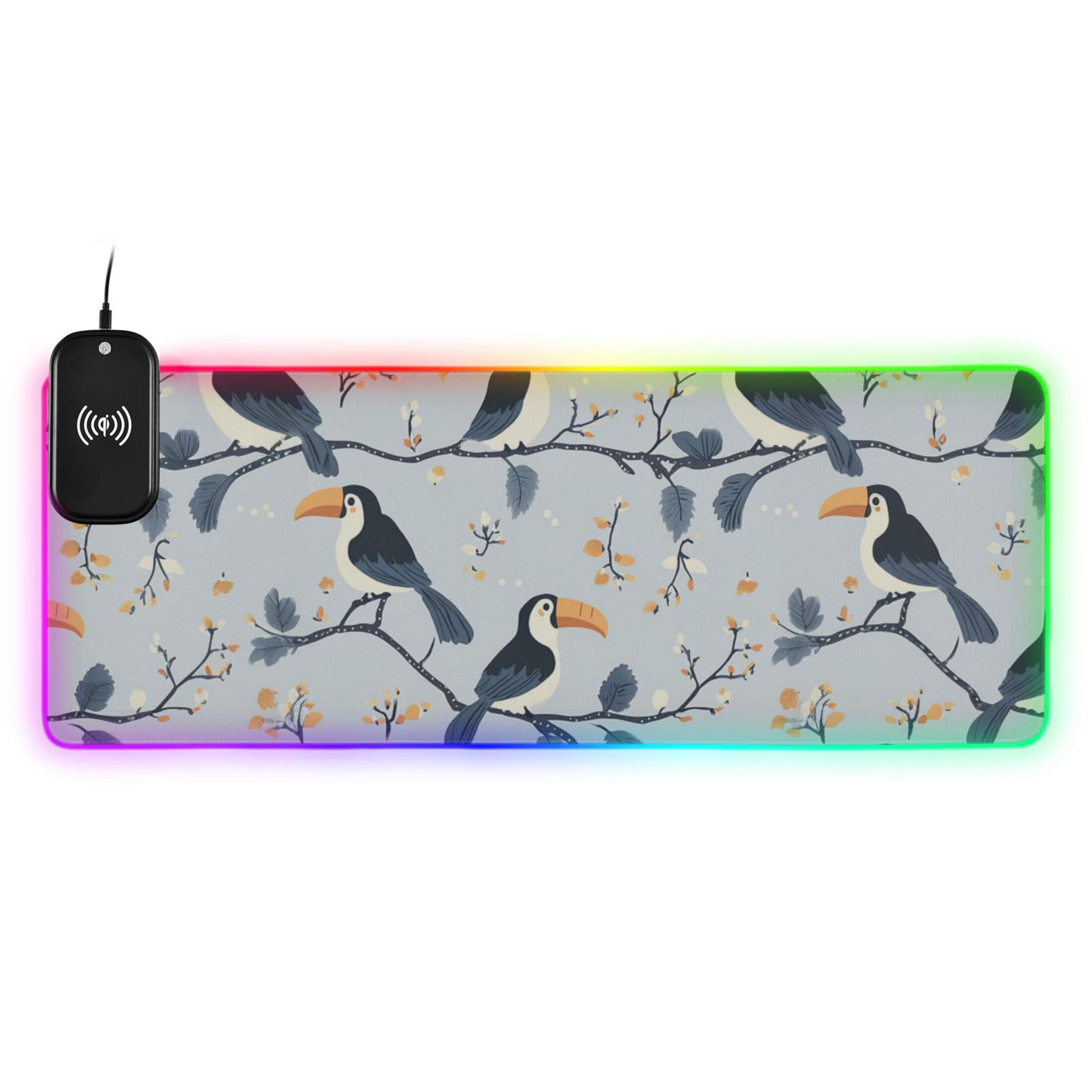Dark Blue Tucano Wireless Charging RGB Gaming Mouse Pad Large Keyboard ...