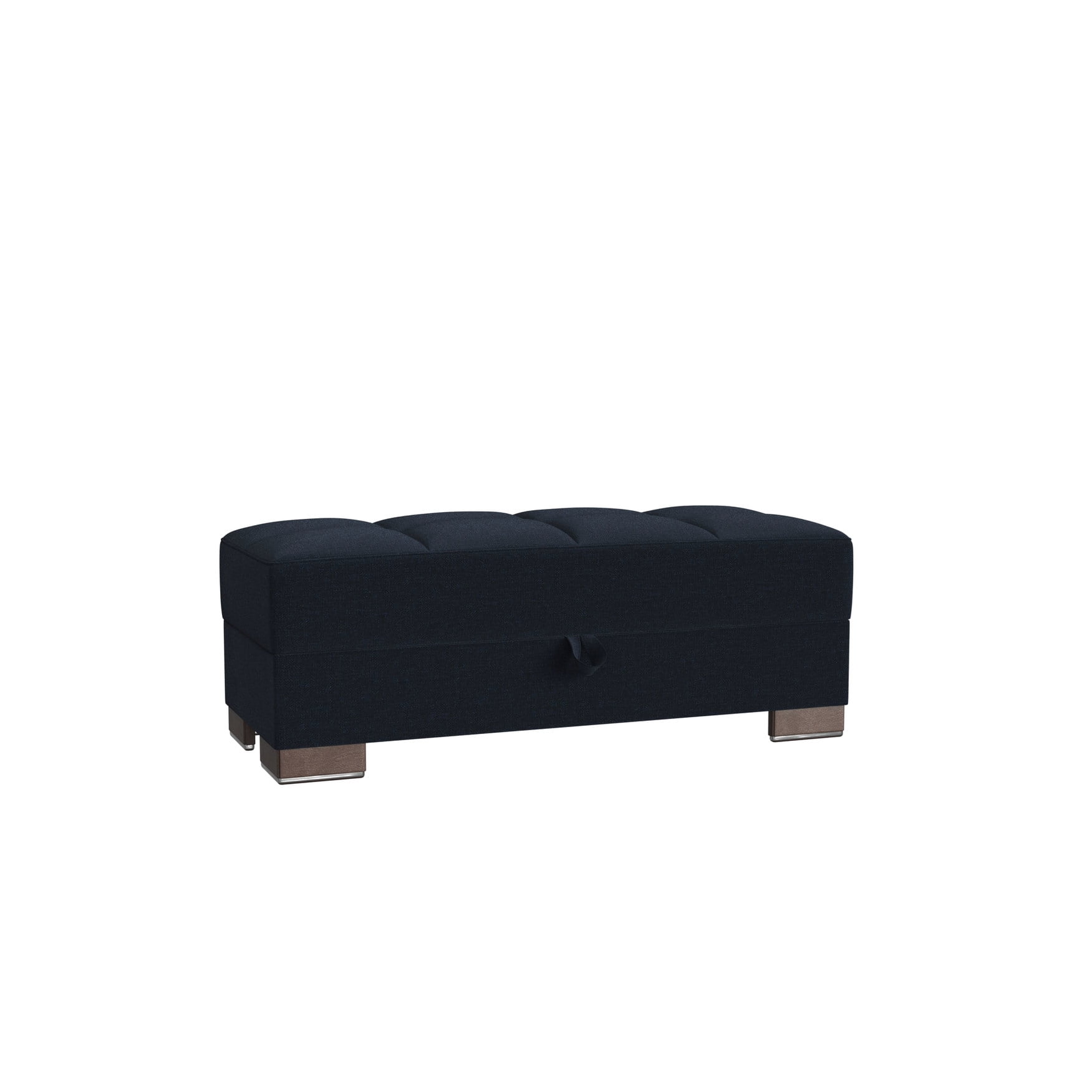 Dark Blue Upholstered Ottoman | Click - Clack Design for Storage ...