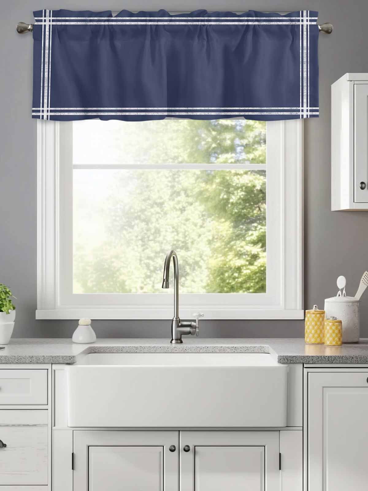 Dark Blue Valances for Windows,Rod Pocket Valance for Kitchen Bedroom ...