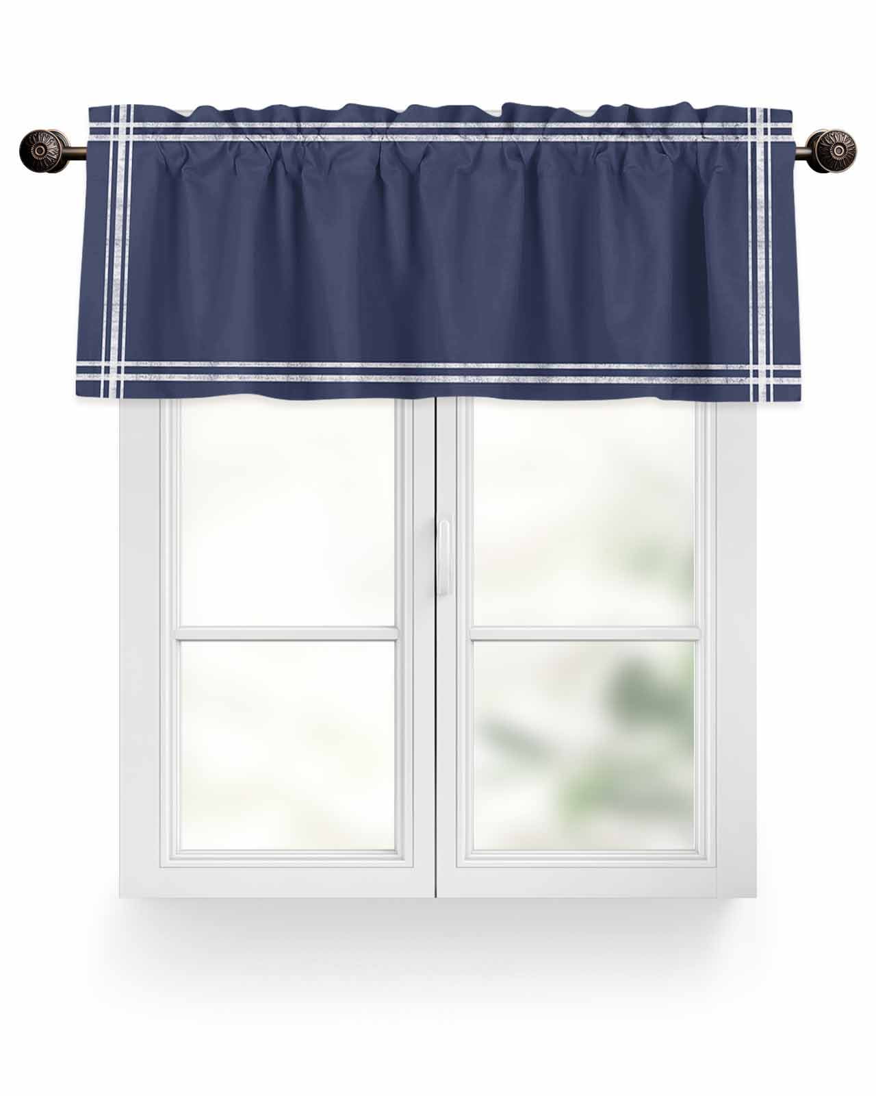 Dark Blue Valances for Windows Solid Color Valance Rod Pocket Light ...