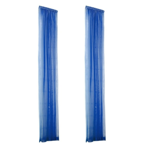 Dark Blue Voile Window Curtains Sheer Translucent Panels For Living ...