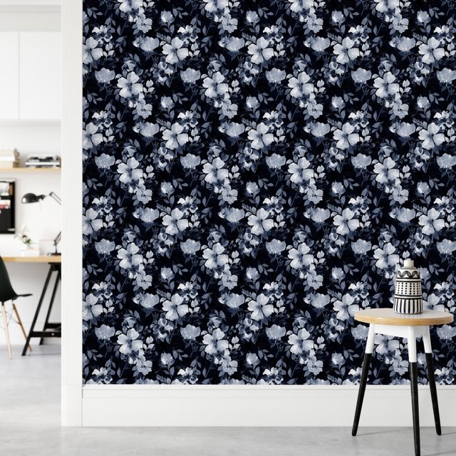 Dark Blue Wallpaper Pre-Pasted - 25"W x 125"H - Walmart.com