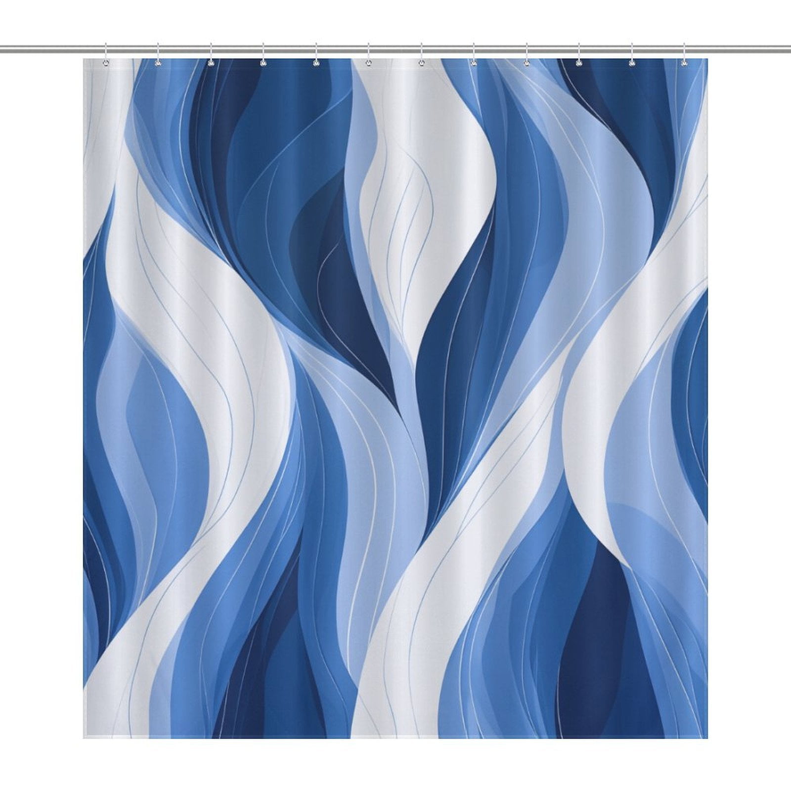 Dark Blue Wavy Abstract Lines-2 Shower Curtain Bathroom Curtains ...