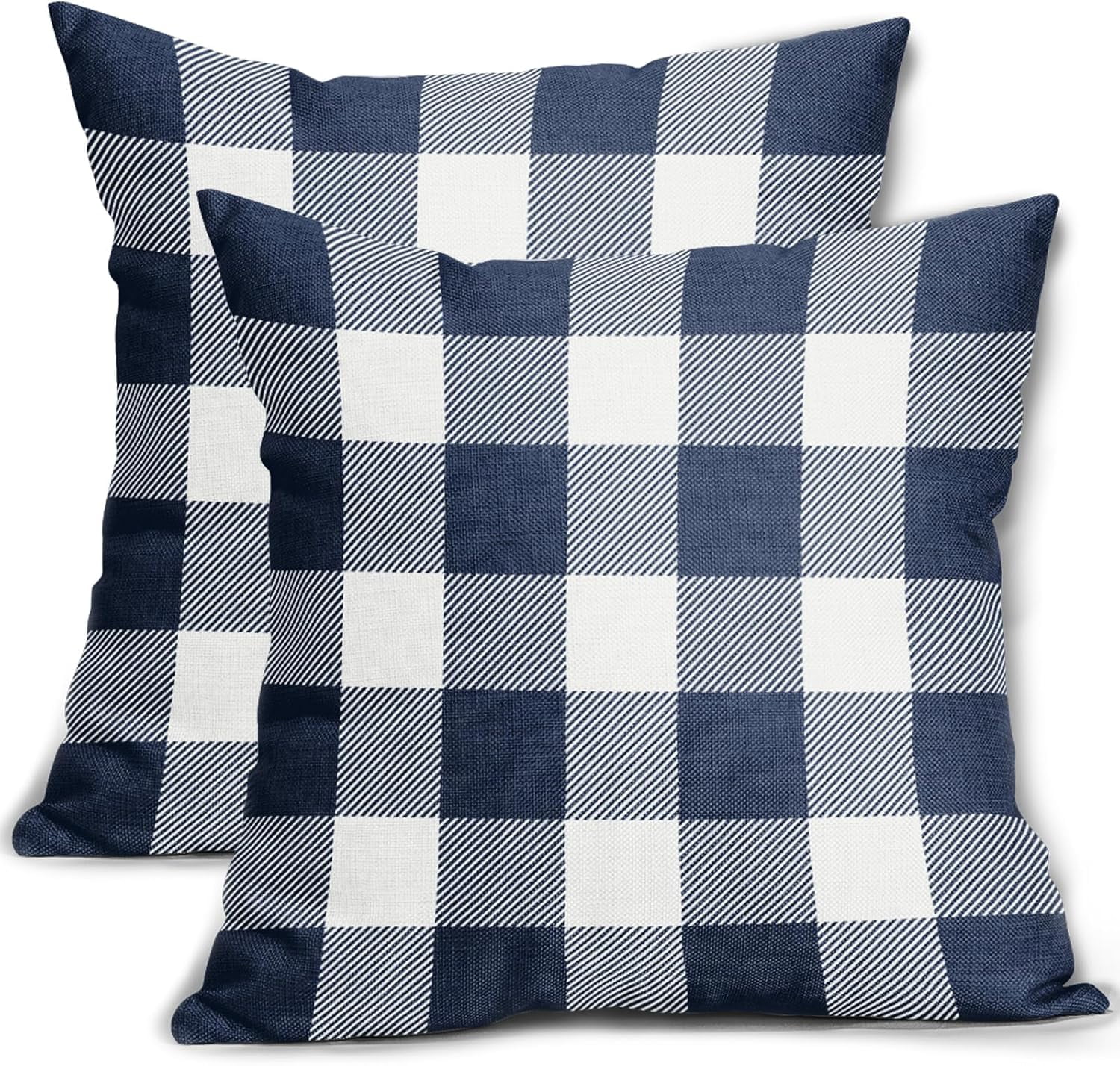 Dark Blue and White Buffalo Plaid Pillow Covers 16x16 Set of 2 Check ...