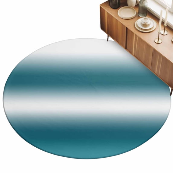 Dark Blue and White Gradient Area Rugs 3' (Round) Minimalist Dark Cyan ...