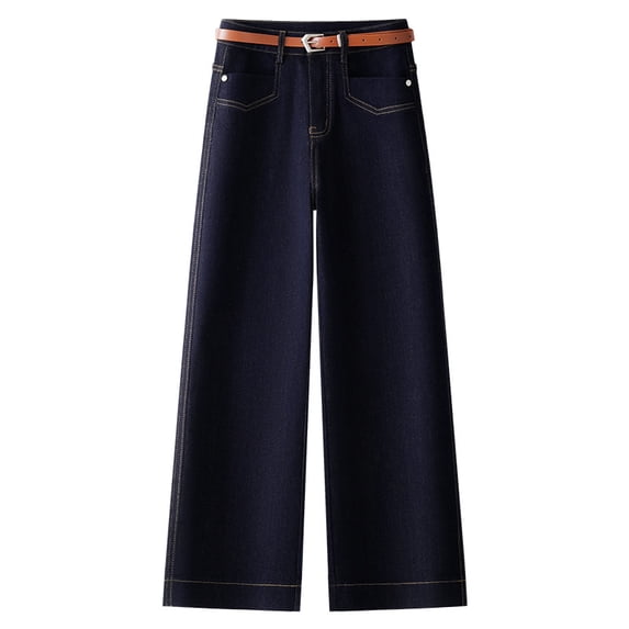 Dark Blue Wide-Leg Jeans For Women, New Summer Style, High-Waisted ...