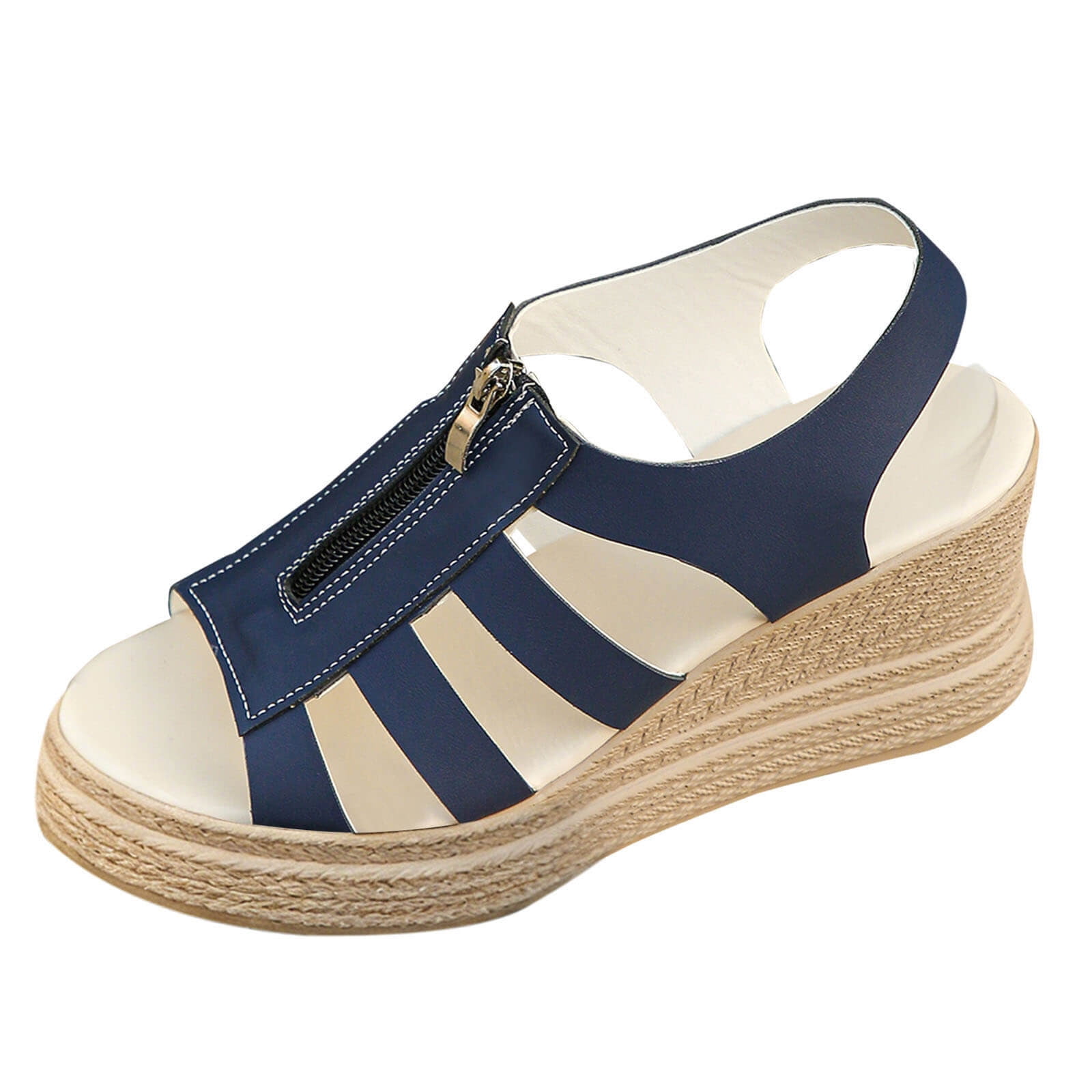 Dark Blue Women'S Comfortable Spring Summer Sandals With Braided Accent ...