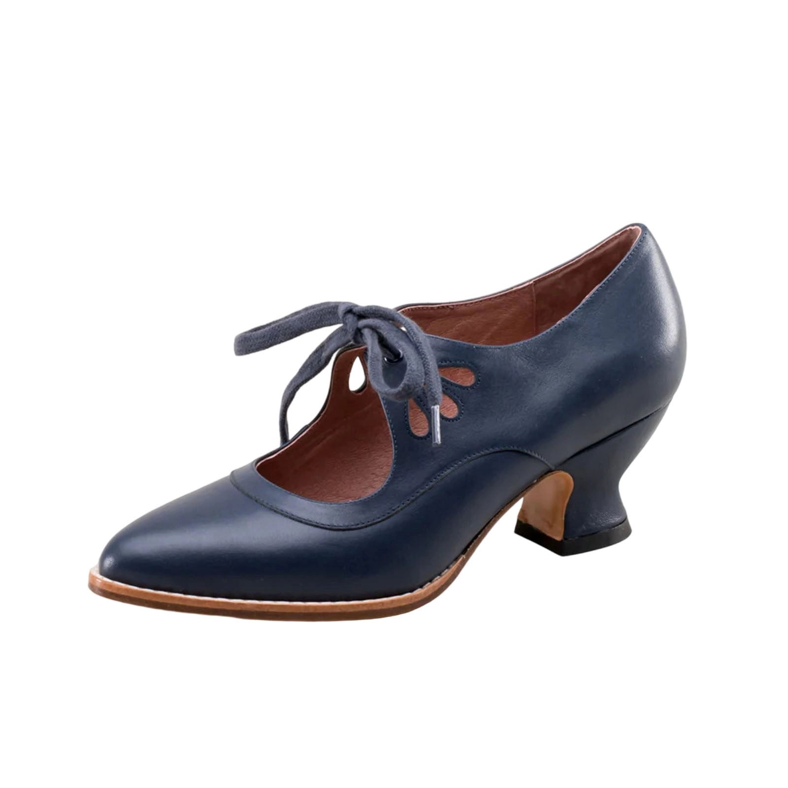 Dark Blue Women'S Fashion Heels With Hollow Out Accents, Lace-Up Detail ...