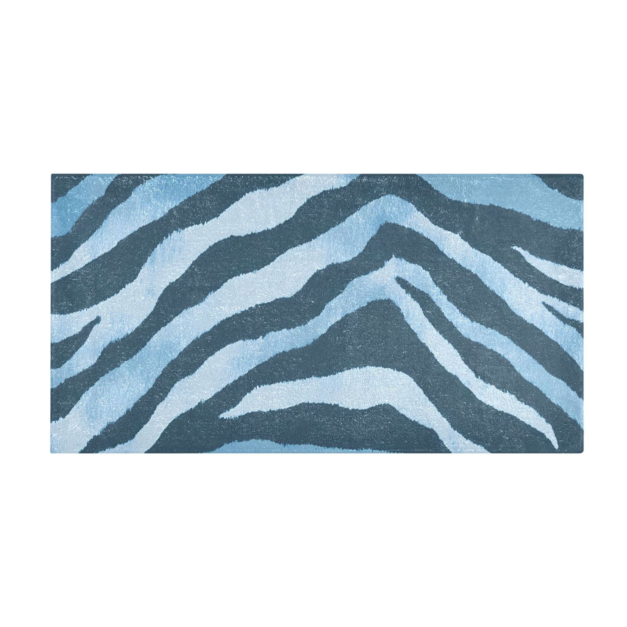 Dark Blue Zebra Pattern Bath Mat 39x20 Inch Soft Absorbent Non-Slip ...